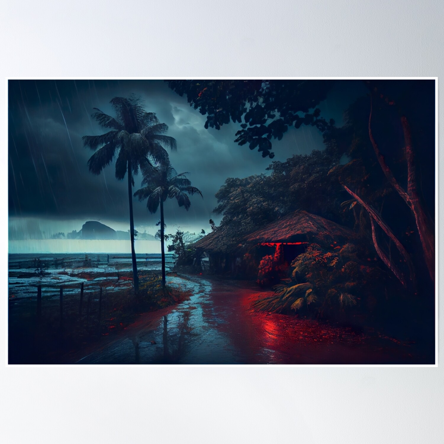 Storm Brewing Tropical Monsoon Island Landscape Poster Wall Art, Modern ...