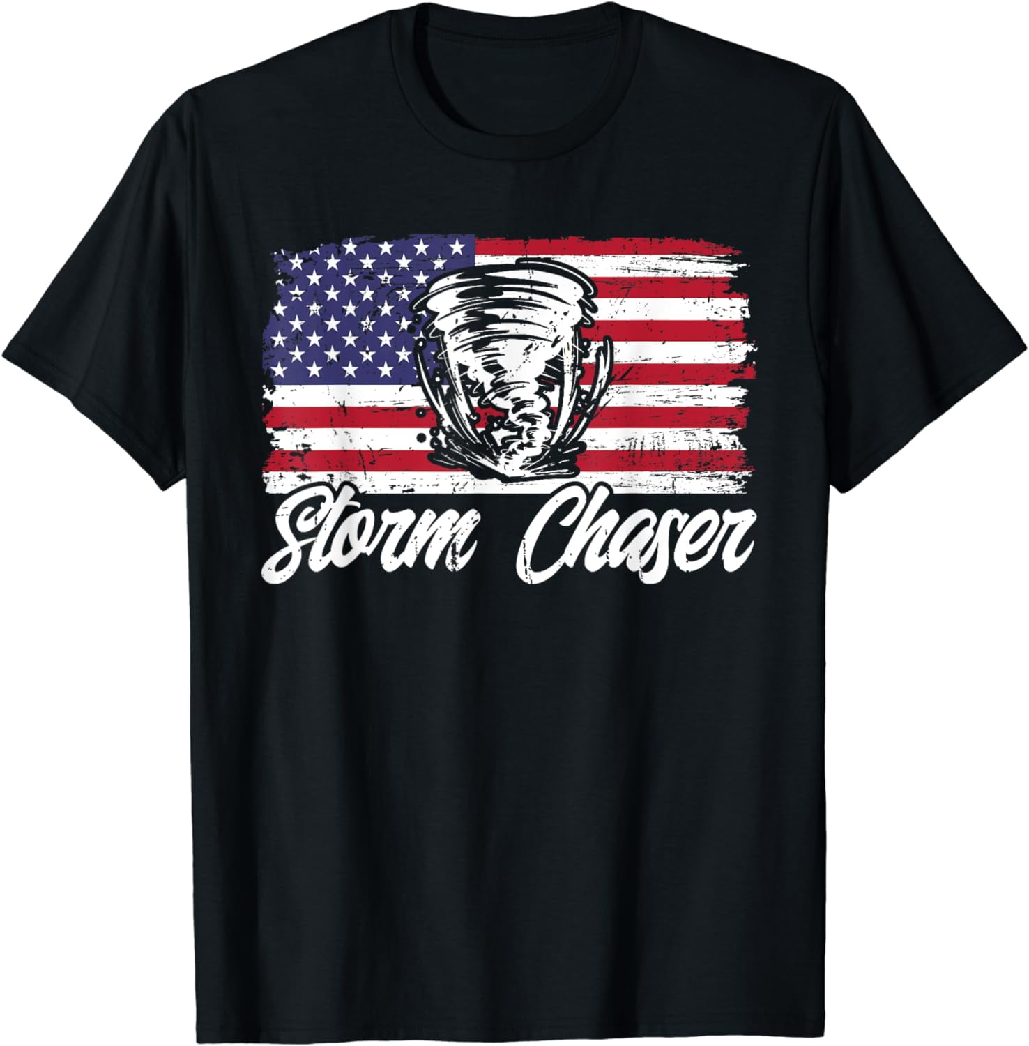 Storm Chaser Hurricane Meteorology Storm Chaser USA Flag T-Shirt ...