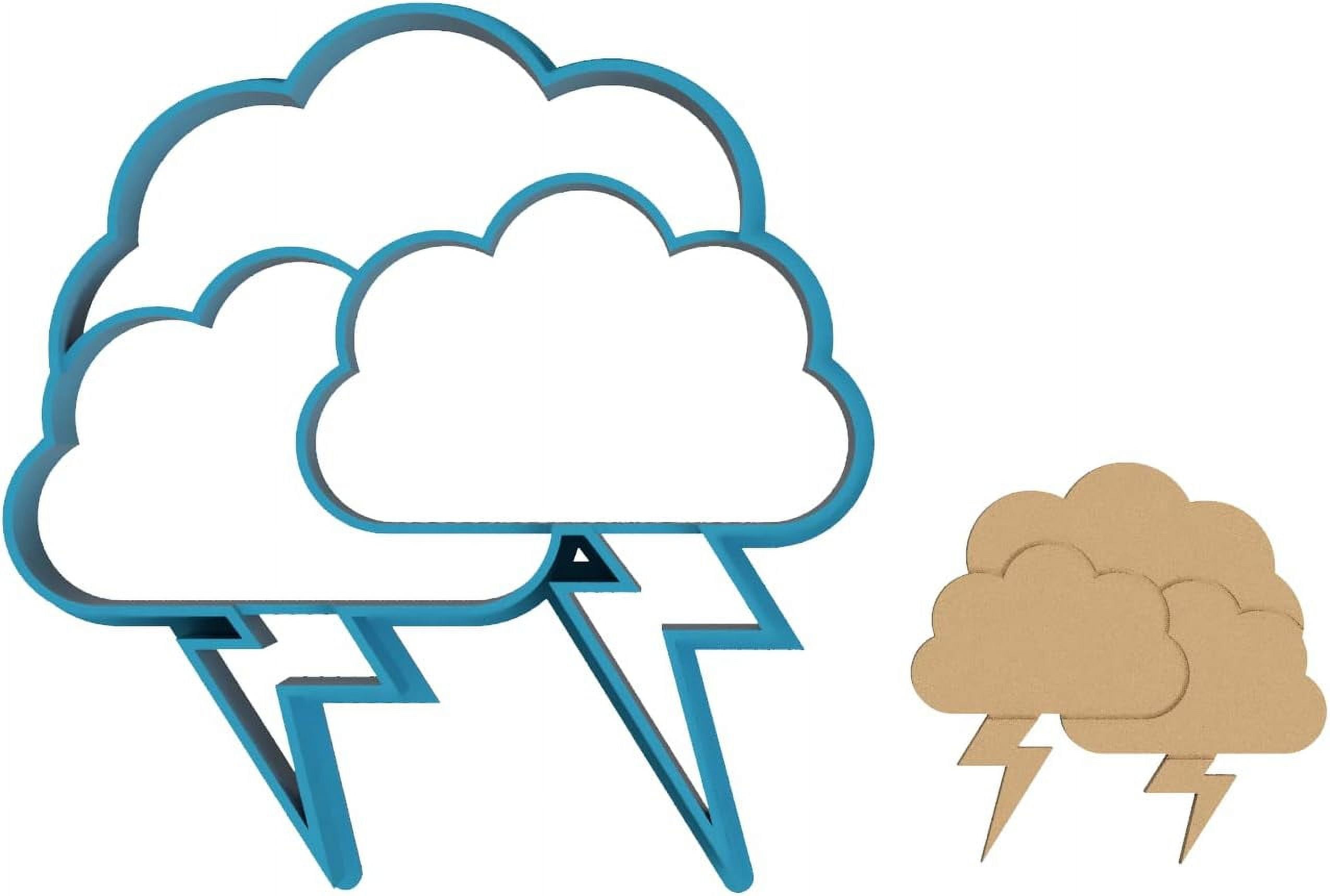 Storm Cloud with Lightning Cookie Cutter - Thunder Lightning Bolt Weather Storm Rain (0036) (4 ...