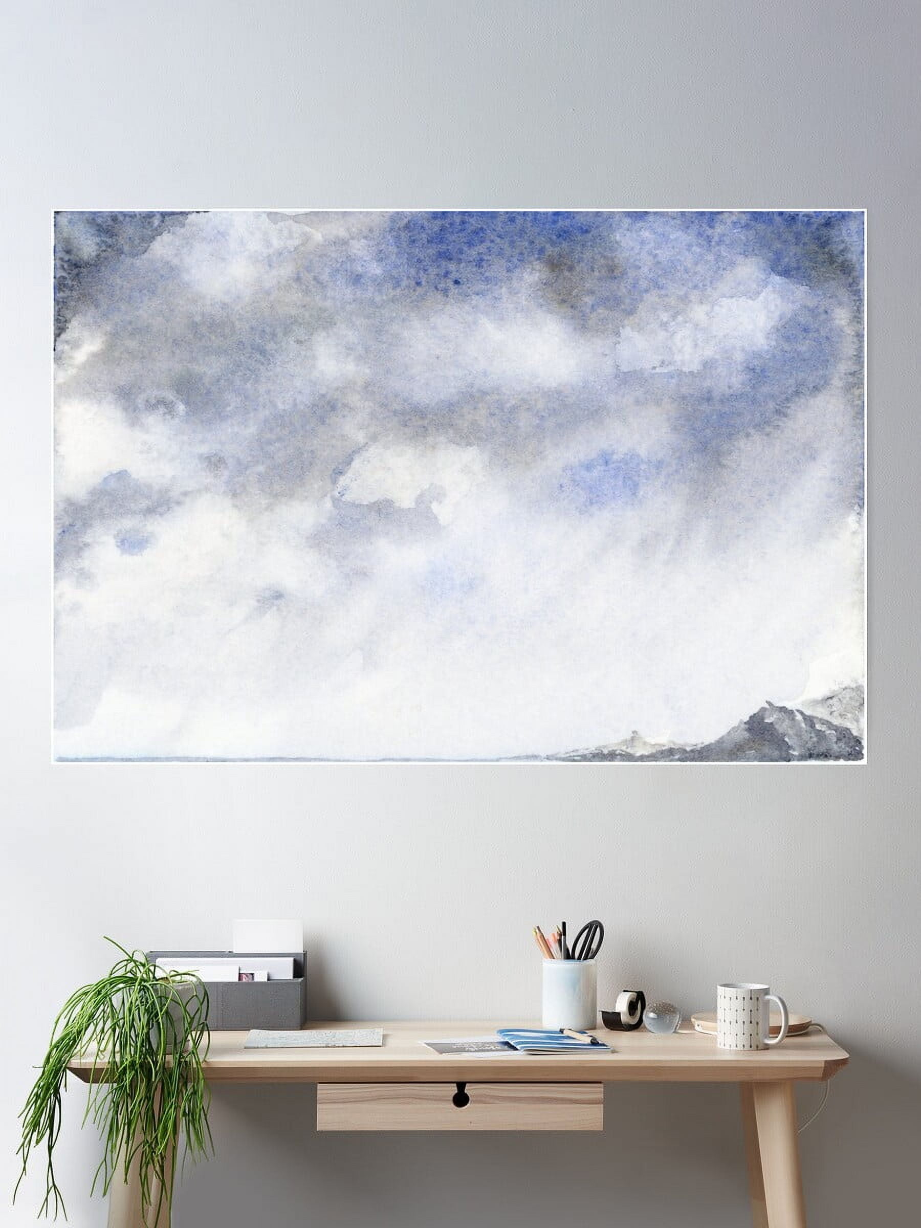 Storm Clouds Watercolor Sky Study Poster Wall Art, Modern Wall Decor For Living Room Bedroom ...
