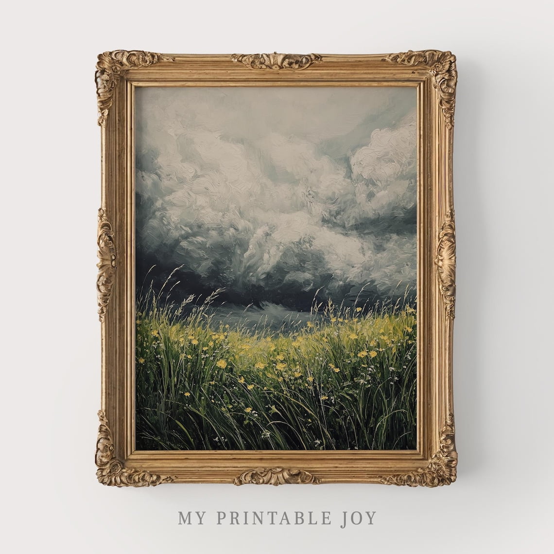 Storm Passing Over Field, Rustic Countryside Poster Wall Art Moody ...