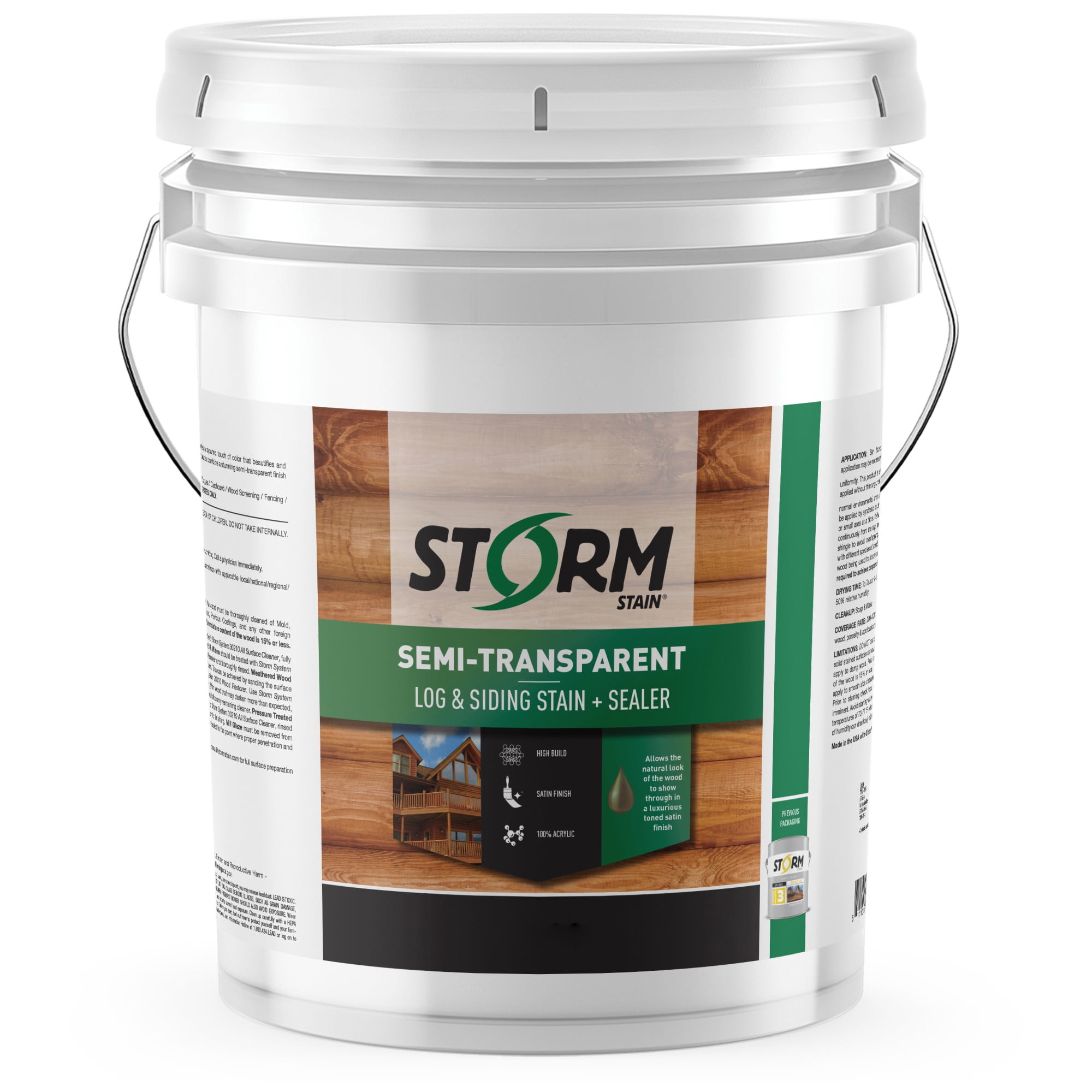 Storm Stain Semi-Transparent Log & Siding Stain + Sealer, Cedar, 5 ...