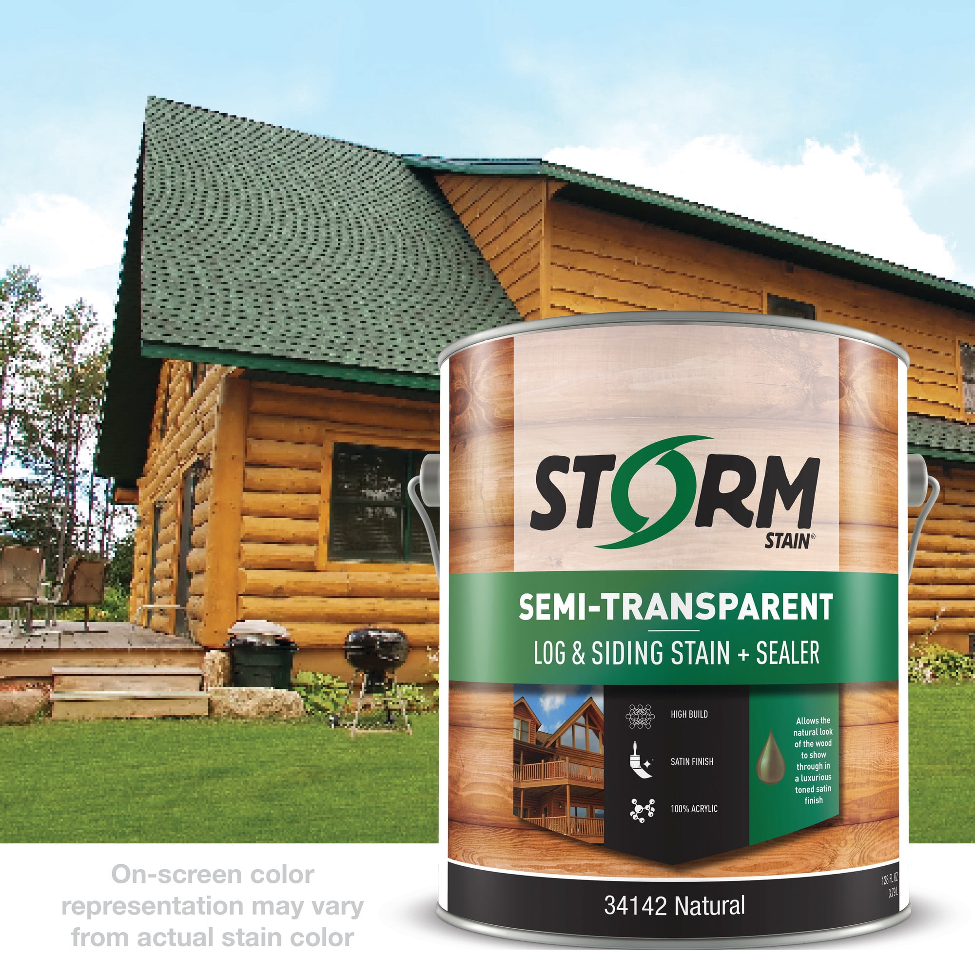 Storm Stain Semi-Transparent Log & Siding Stain + Sealer, Natural, 1 ...