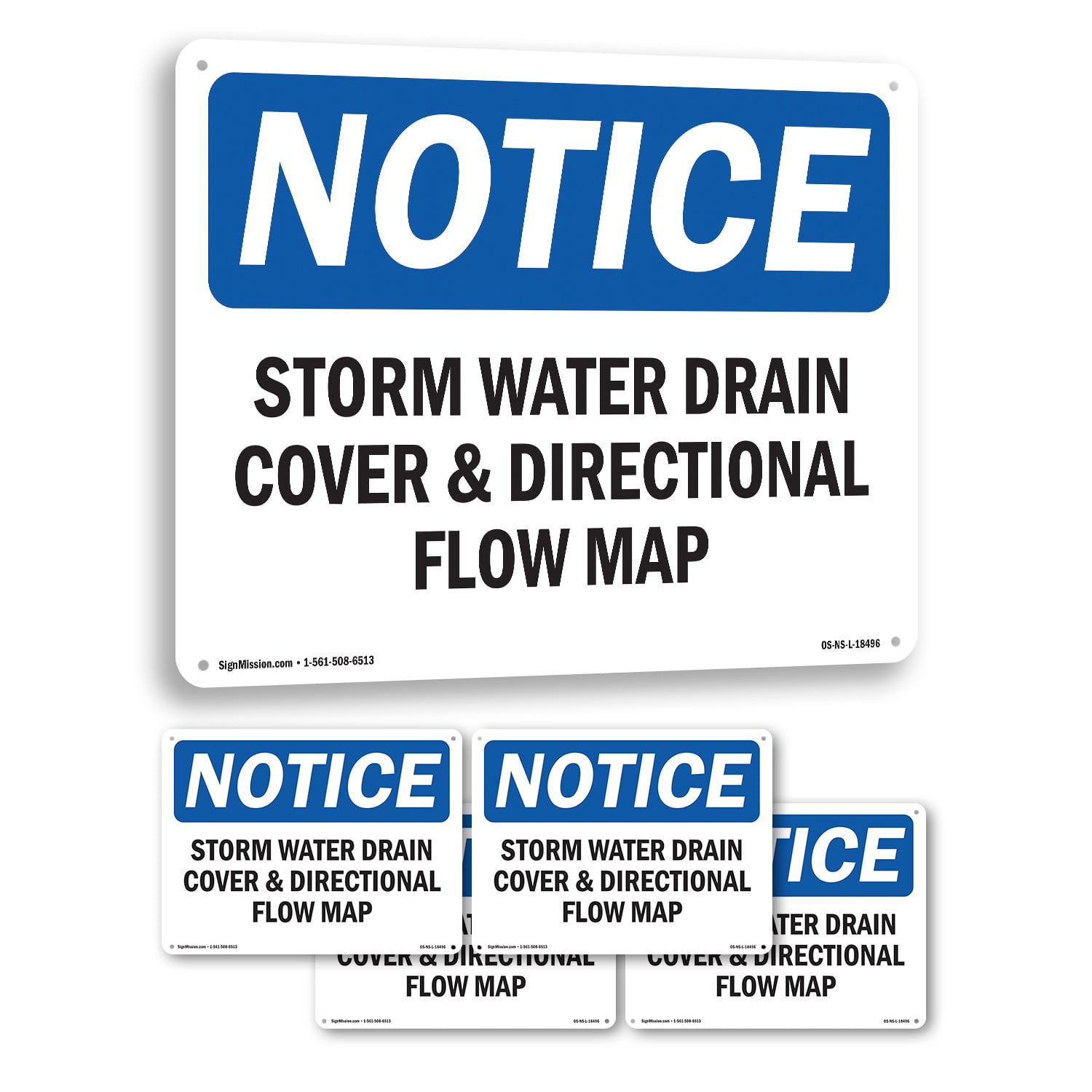 Storm Water Drain Cover & Directional Flow Map OSHA Notice Rigid ...
