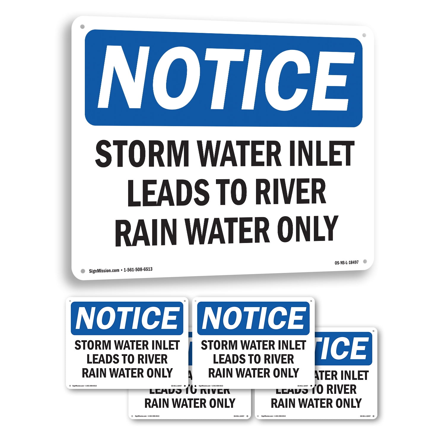 Storm Water Inlet Leads To River Rain Water Only OSHA Notice Aluminum ...