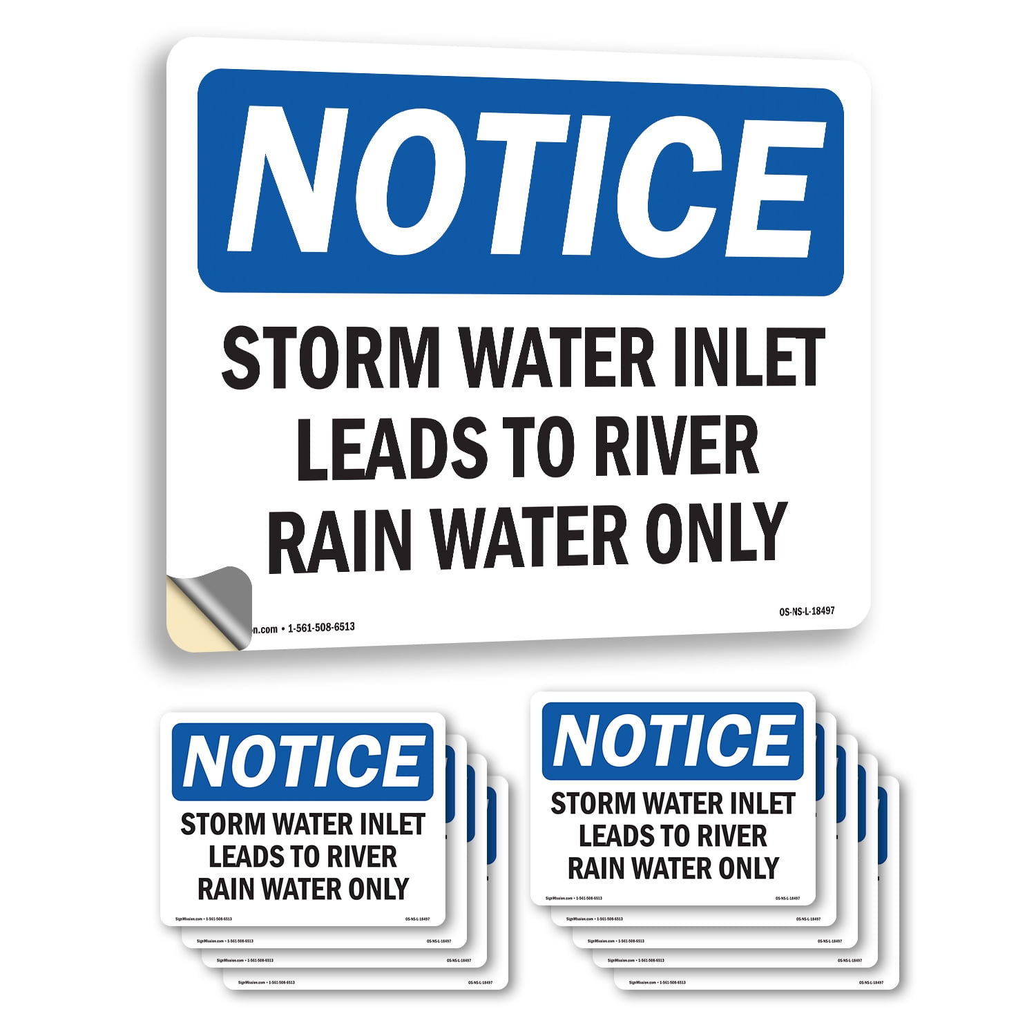 Storm Water Inlet Leads To River Rain Water Only OSHA Notice Vinyl ...