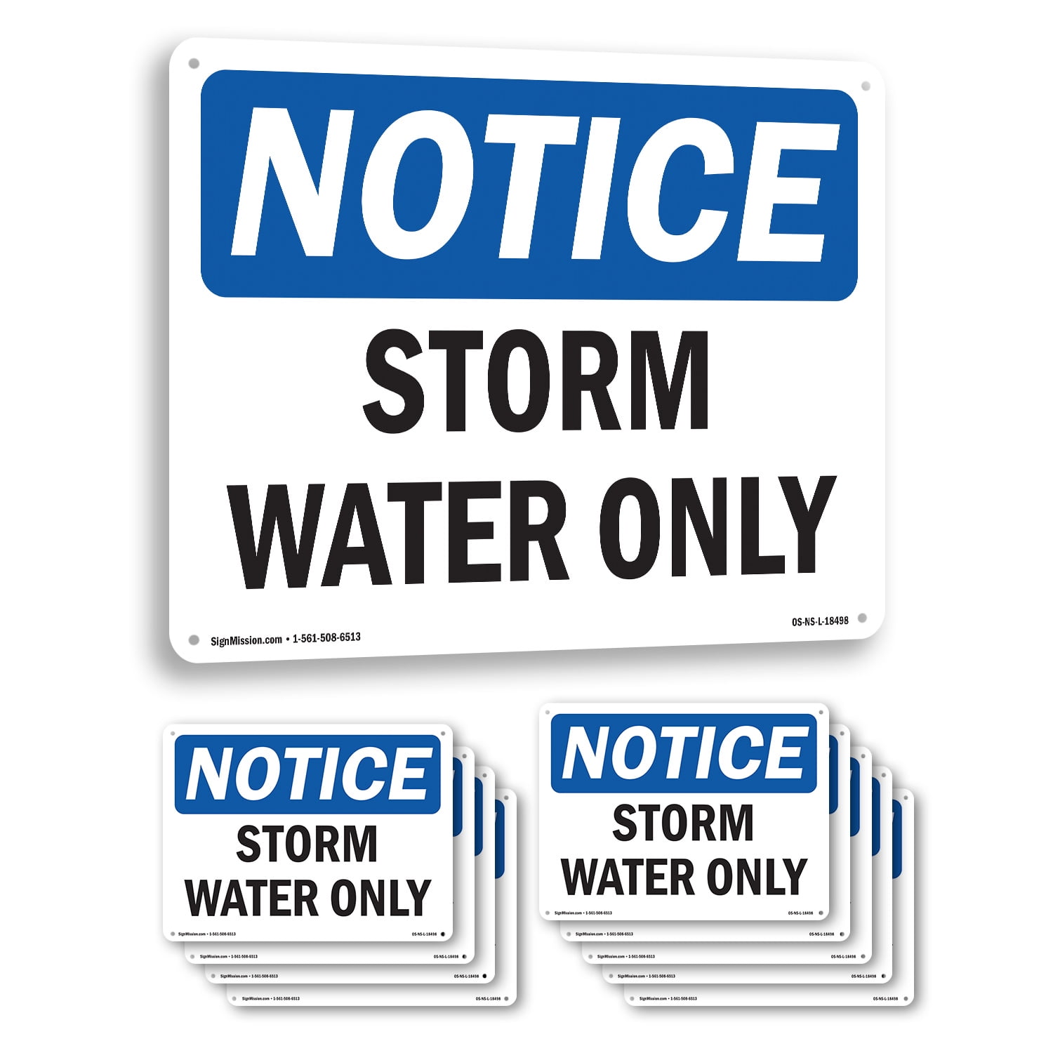 Storm Water Only OSHA Notice Aluminum Sign 10 Inch x 7 Inch - 10 Pack ...