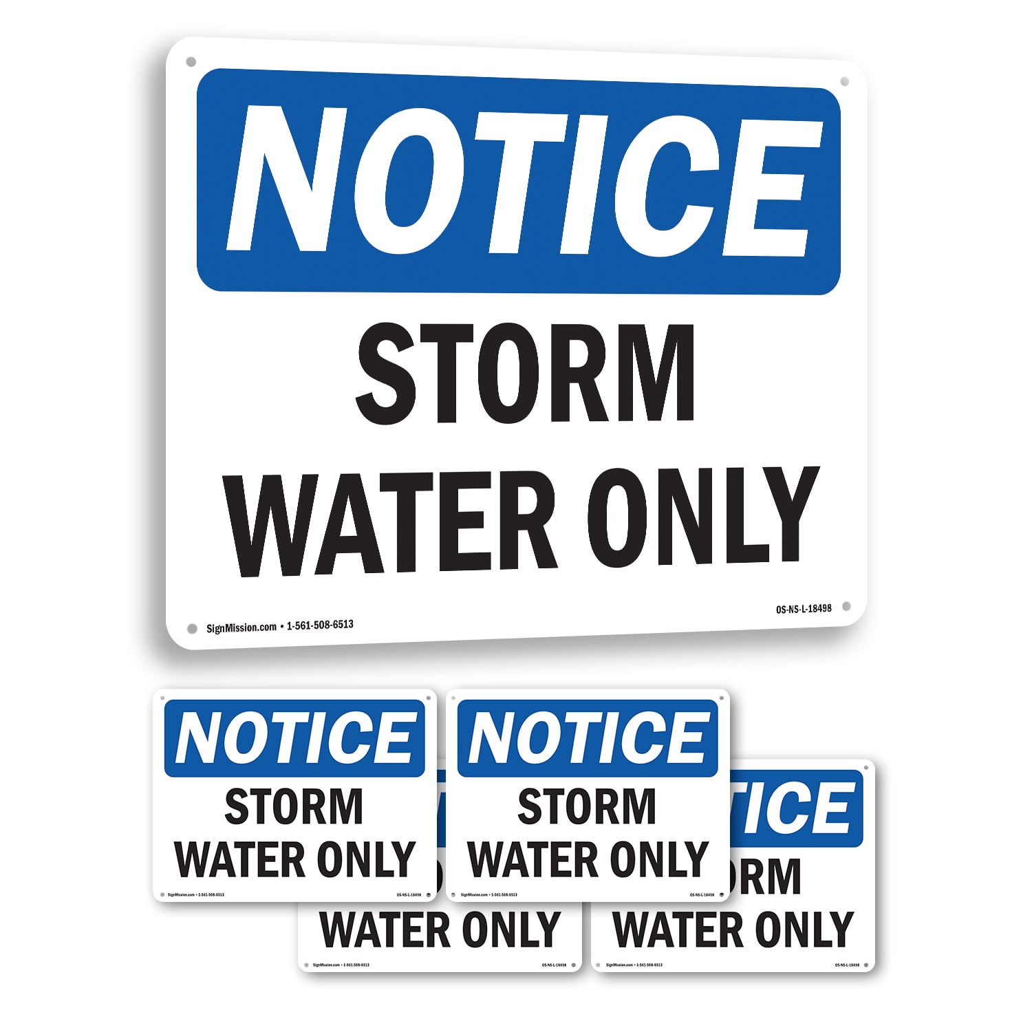 Storm Water Only OSHA Notice Rigid Plastic Sign 24 Inch x 18 Inch - 5 ...