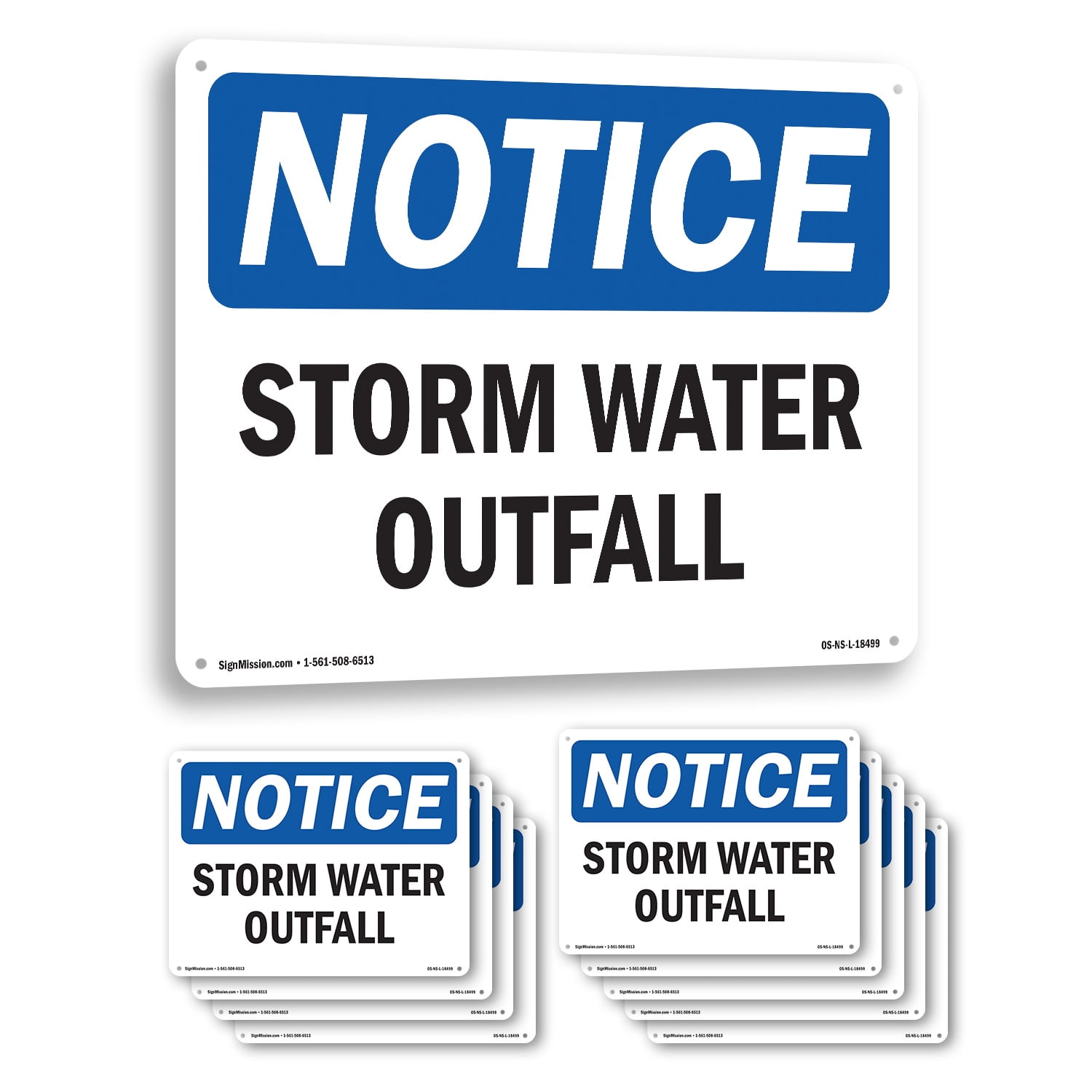 Storm Water Outfall OSHA Notice Rigid Plastic Sign 14 Inch x 10 Inch ...