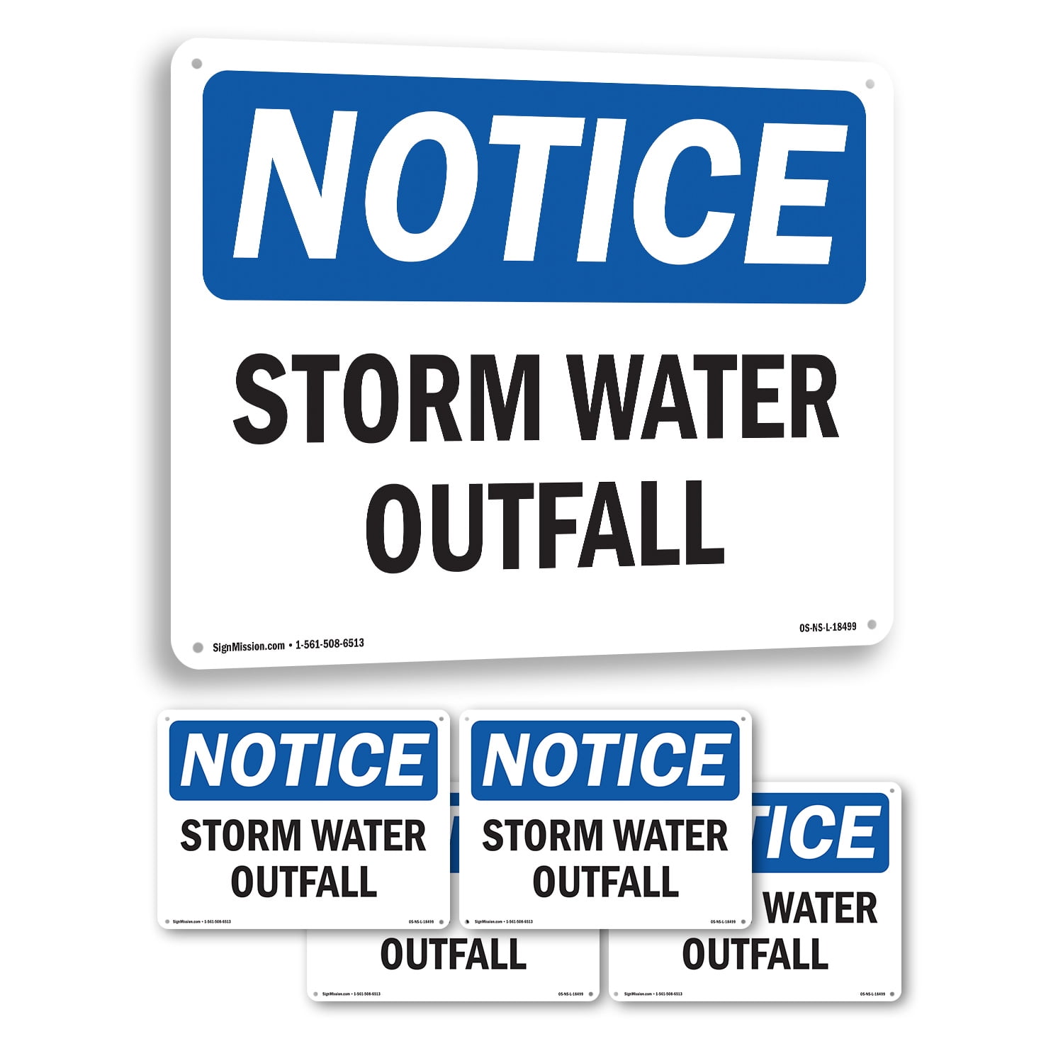 Storm Water Outfall OSHA Notice Rigid Plastic Sign 18 Inch x 12 Inch ...