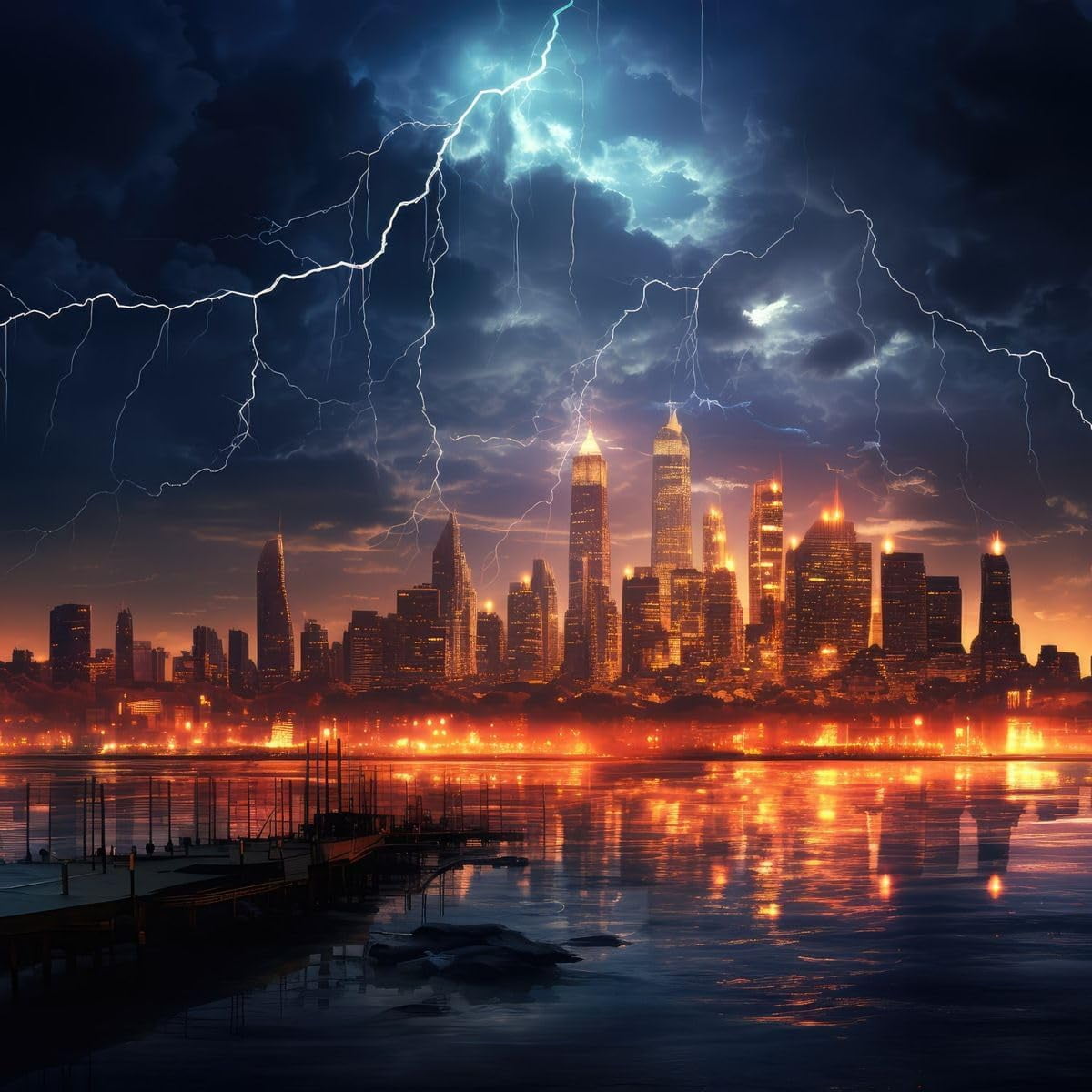 Storm Weather Rain Sky Clouds Lightning 1000 Piece Creative Fun Jigsaw Puzzle for Adults ...