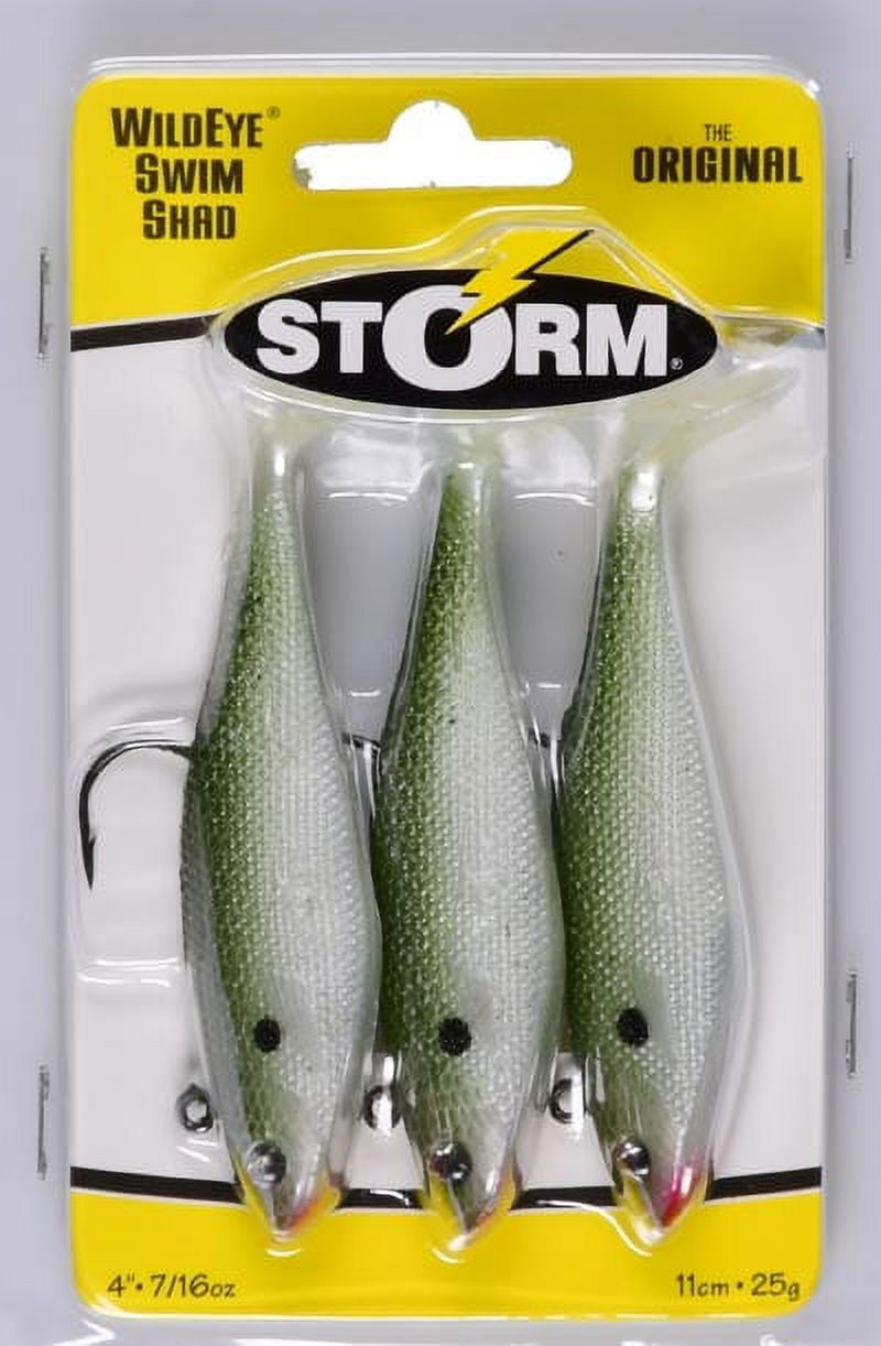 Storm Swimbait WildEye Swim Shad 4" Fishing Lure 7/16oz Olive Shad 3pcs ...