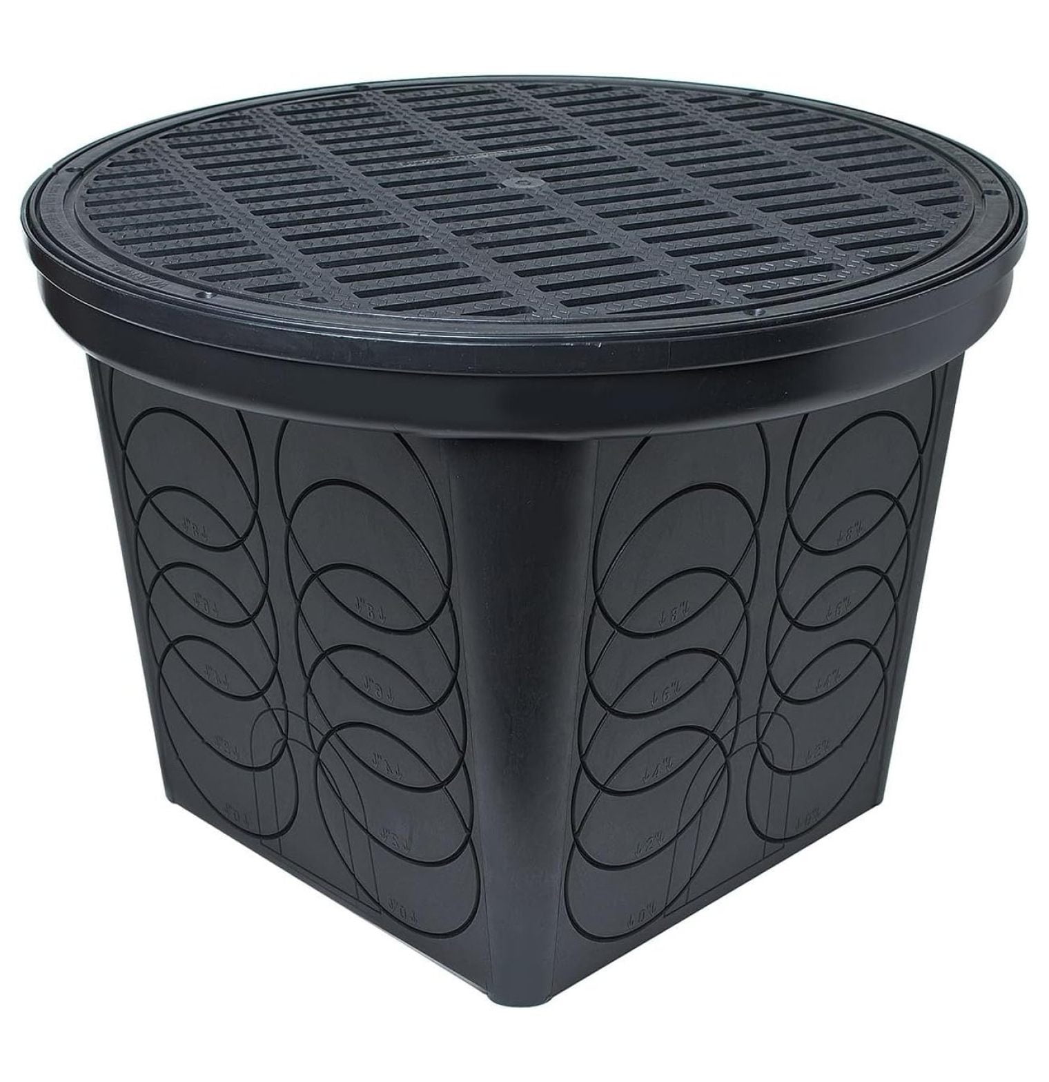 StormDrain FSD-3017 20 in. Large Round Catch Basin with Black Grate Kit ...