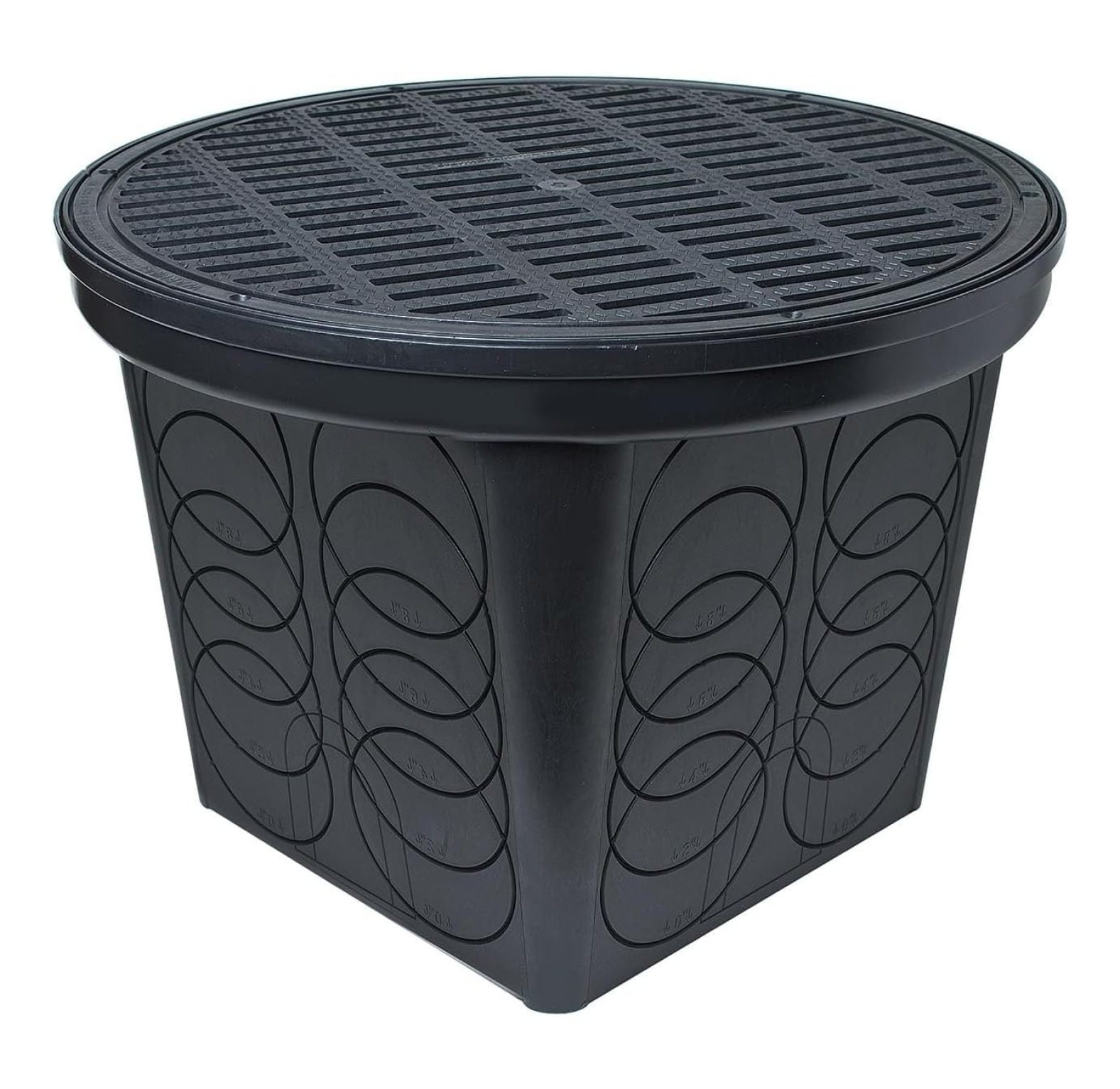 StormDrain FSD-3017 20 in. Large Round Catch Basin with Black Grate Kit ...