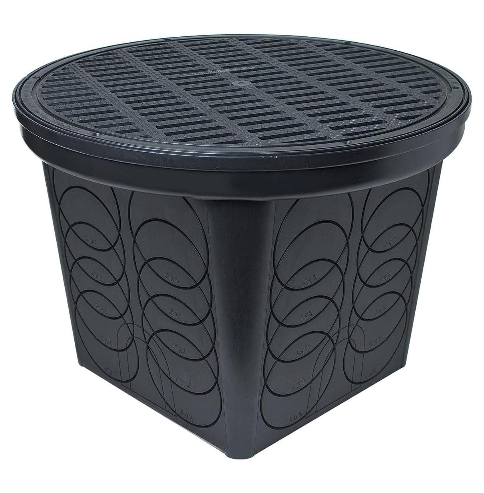 StormDrain FSD-3017 20 in. Large Round Catch Basin with Black Grate Kit ...