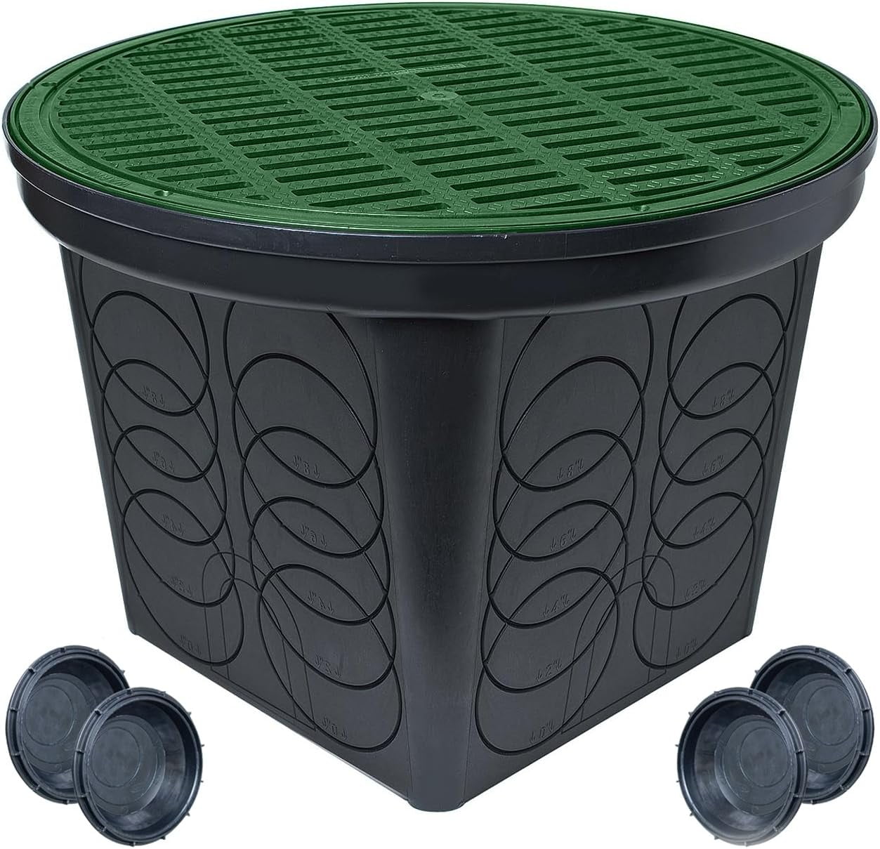 StormDrain FSD-3017 20-in. Large Round Catch Basin with Green Grate Kit ...