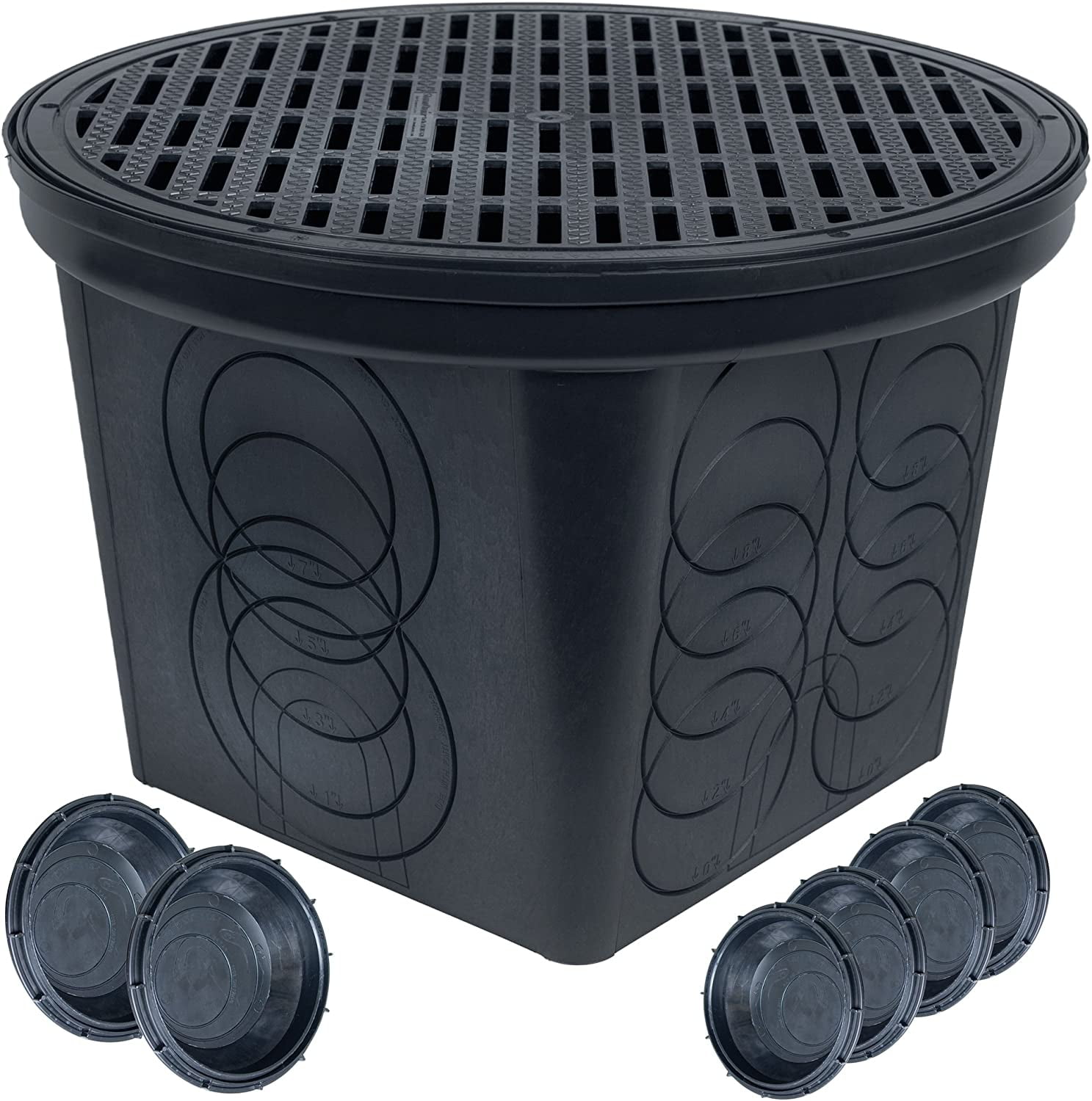 StormDrain FSD-3017-20BKIT-6 20-in. Large Round Catch Basin with Black ...