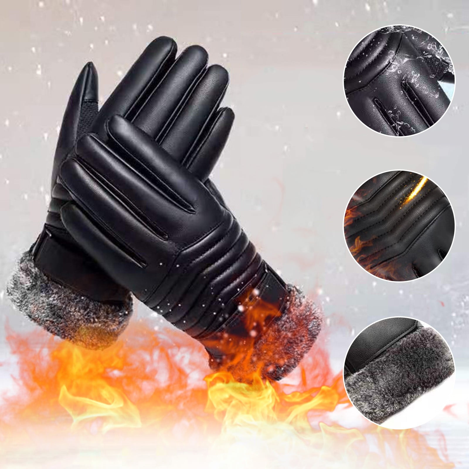 Stormdoing Winter Gloves For Mens Men Winter Riding Gloves Plush Warm Outdoor Windproof And Cold ...