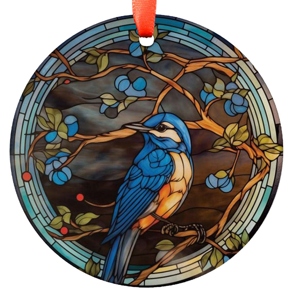 Stormy Bluebird: -Style Christmas Ornament - Made With Real Glass ...