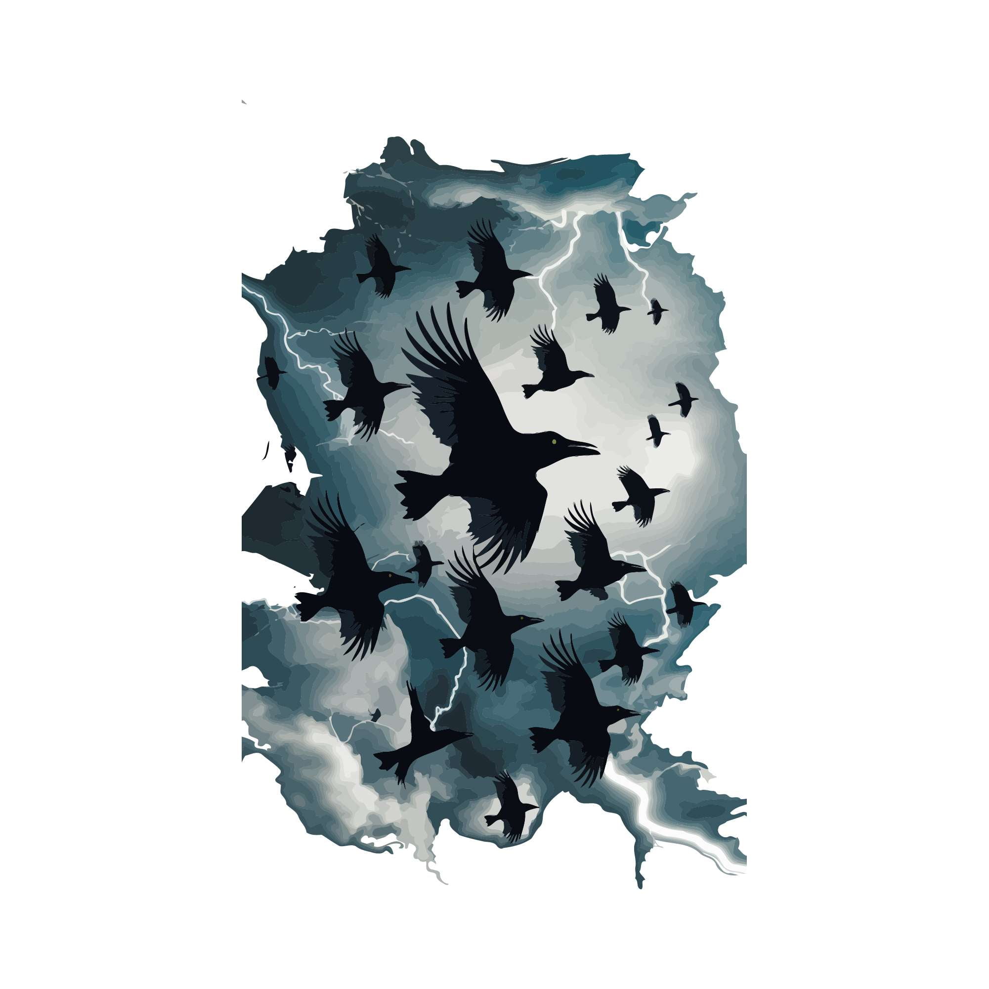 Stormy Night Lightening Crows Raven Birds Wall Art Sticker Designs ...