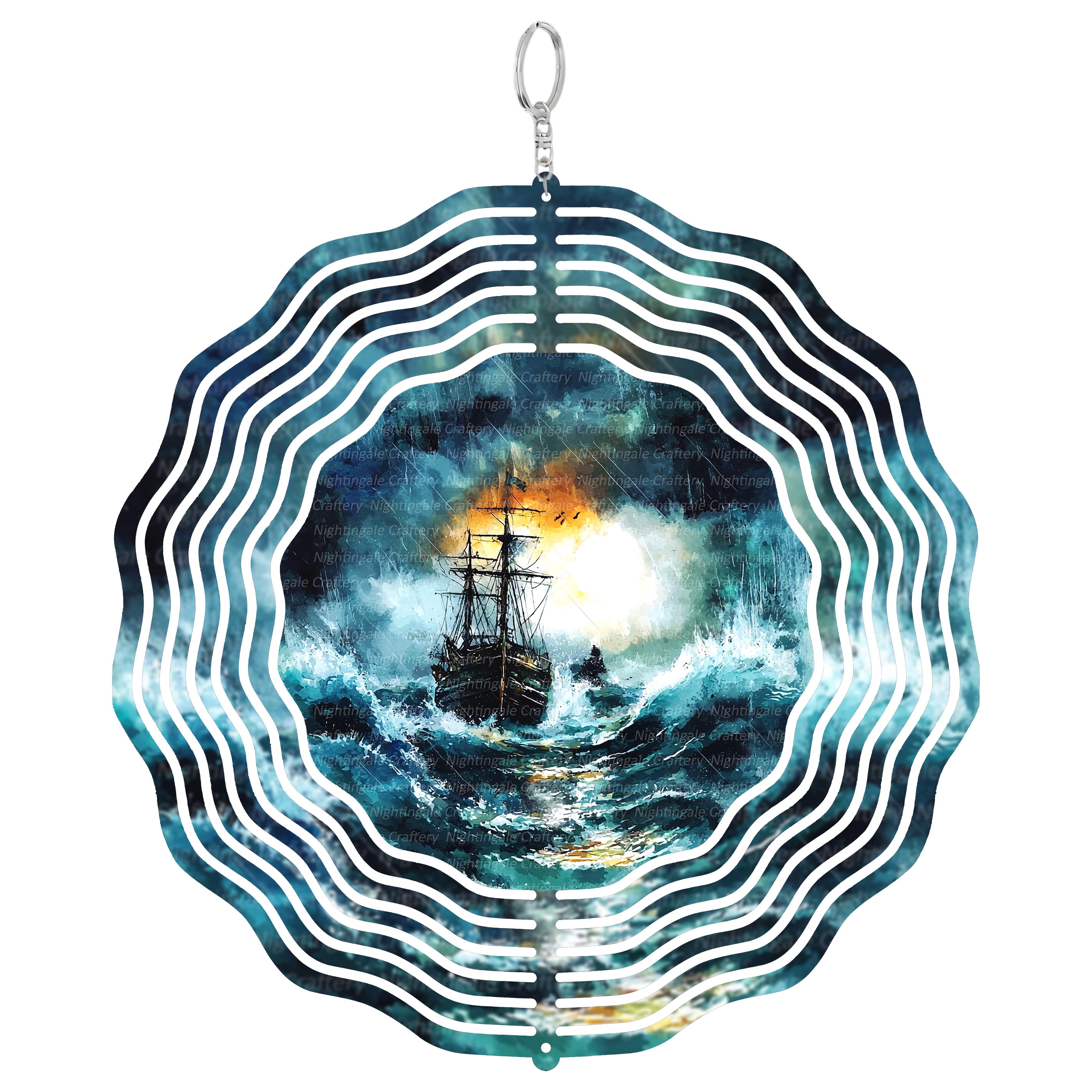 Stormy Ocean Ship 3D Wind Spinner Stainless Steel Kinetic Sculpture ...