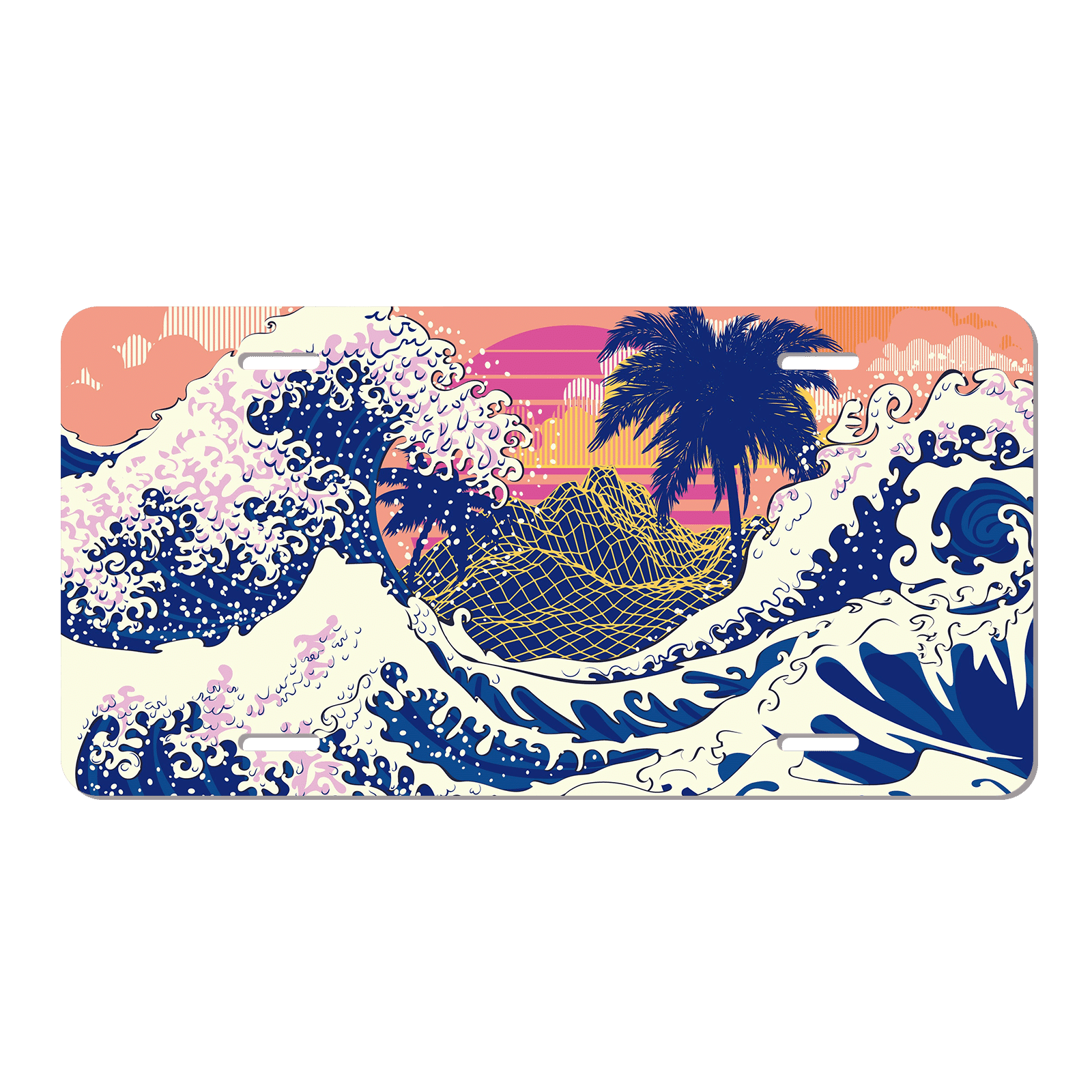 Stormy Ocean With Waves and Palm Trees License Plate Personalized ...