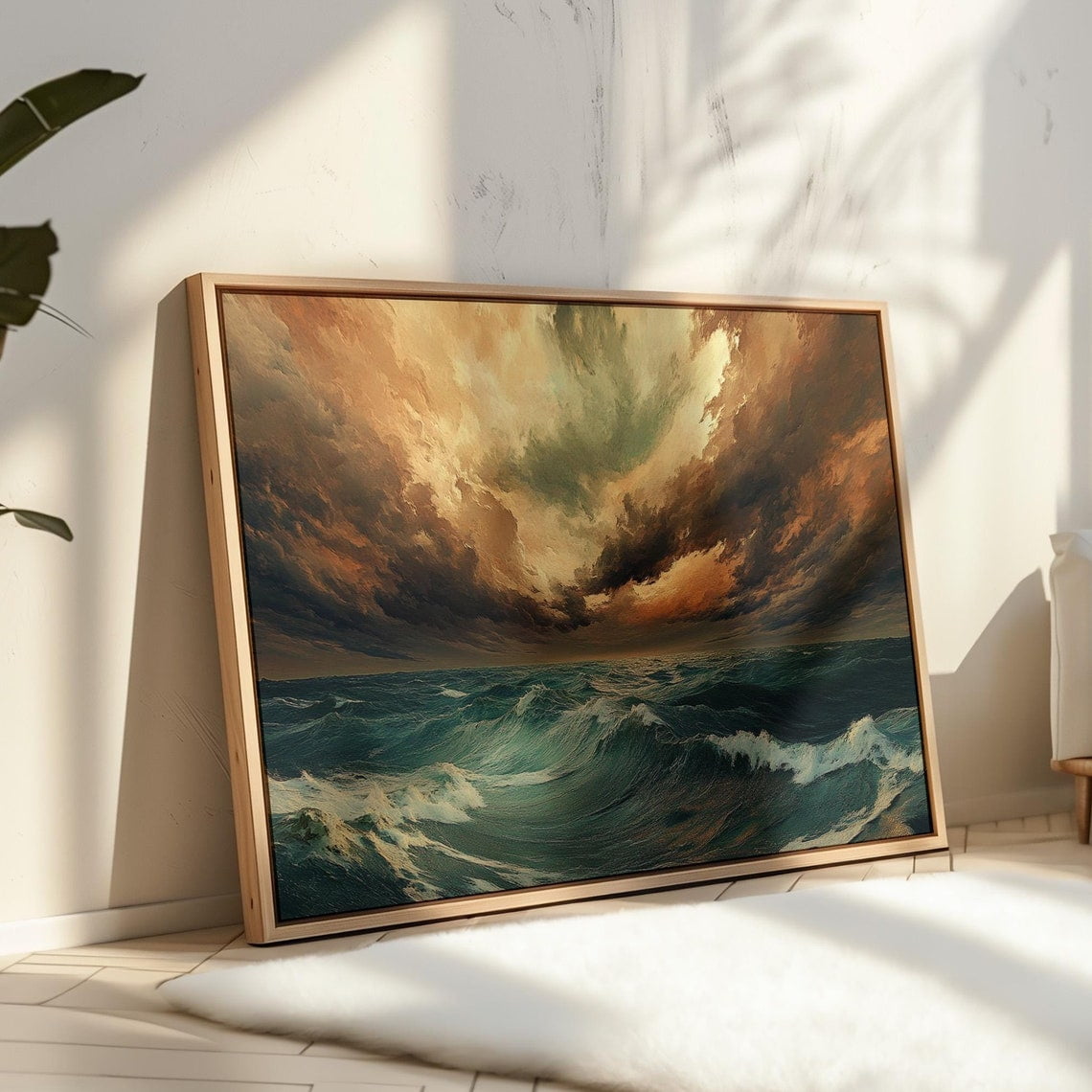 Stormy Ocean Waves Print - Dramatic Seascape Wall Art - Moody Sky ...