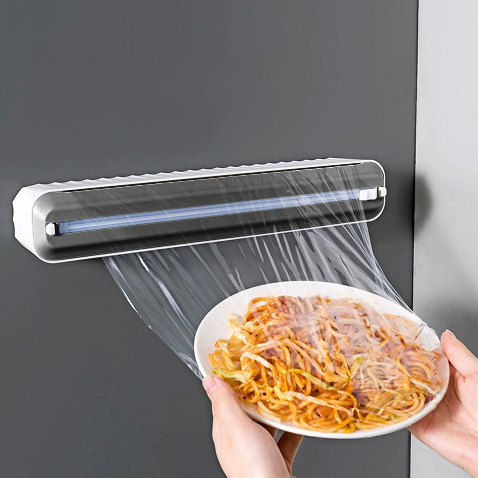 Storsr Magnetic Cling Film Cutter - Wall Mounted Plastic Wrap Dispenser ...