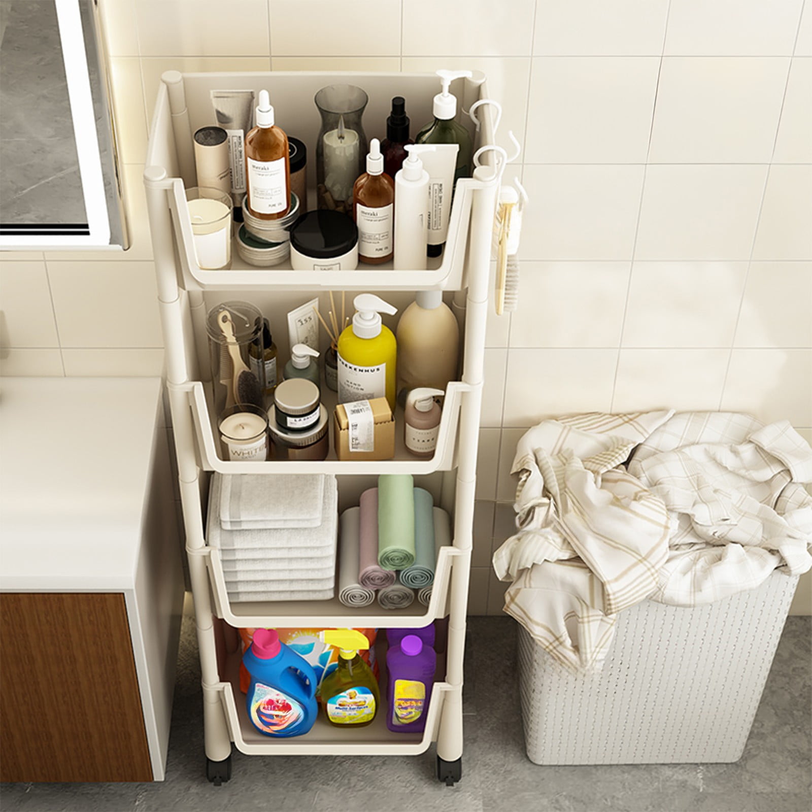 Storsr Multi-functional Kitchen Storage Trolley - 4-Tier Organizer Cart ...