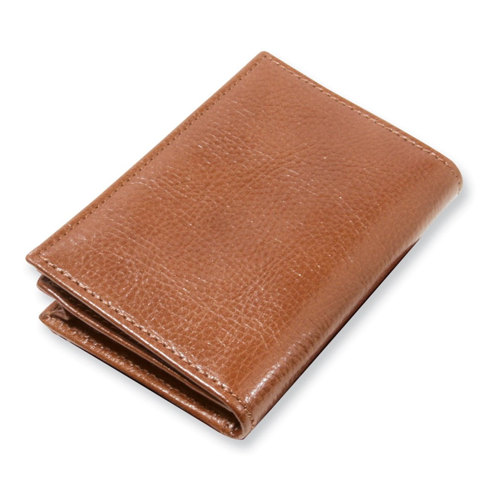 Storus Smart Cognac Brown Leather Bi-fold Card Case with ID Window ...