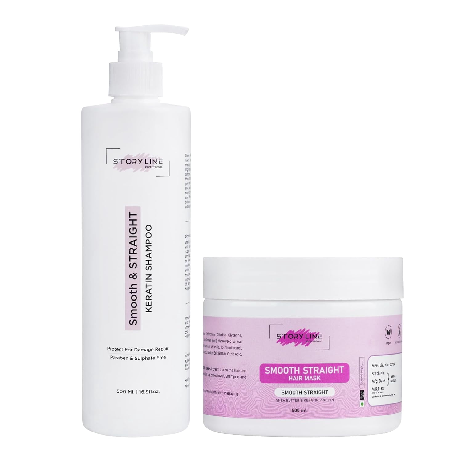 Story Line Professional Smooth Straight Hair Care Combo Keratin Shampoo ...