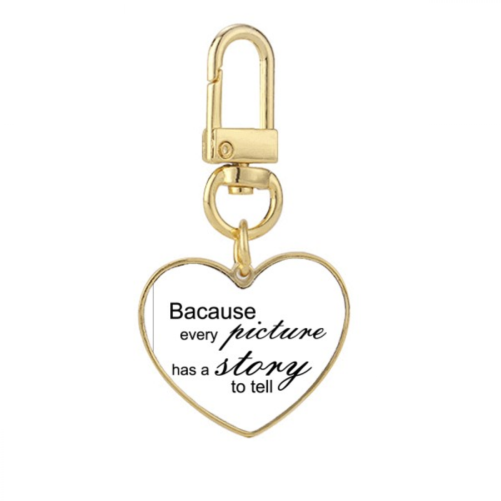Story Picture Quote Art Deco Fashion Gold Heart Keychain Metal Keyring ...