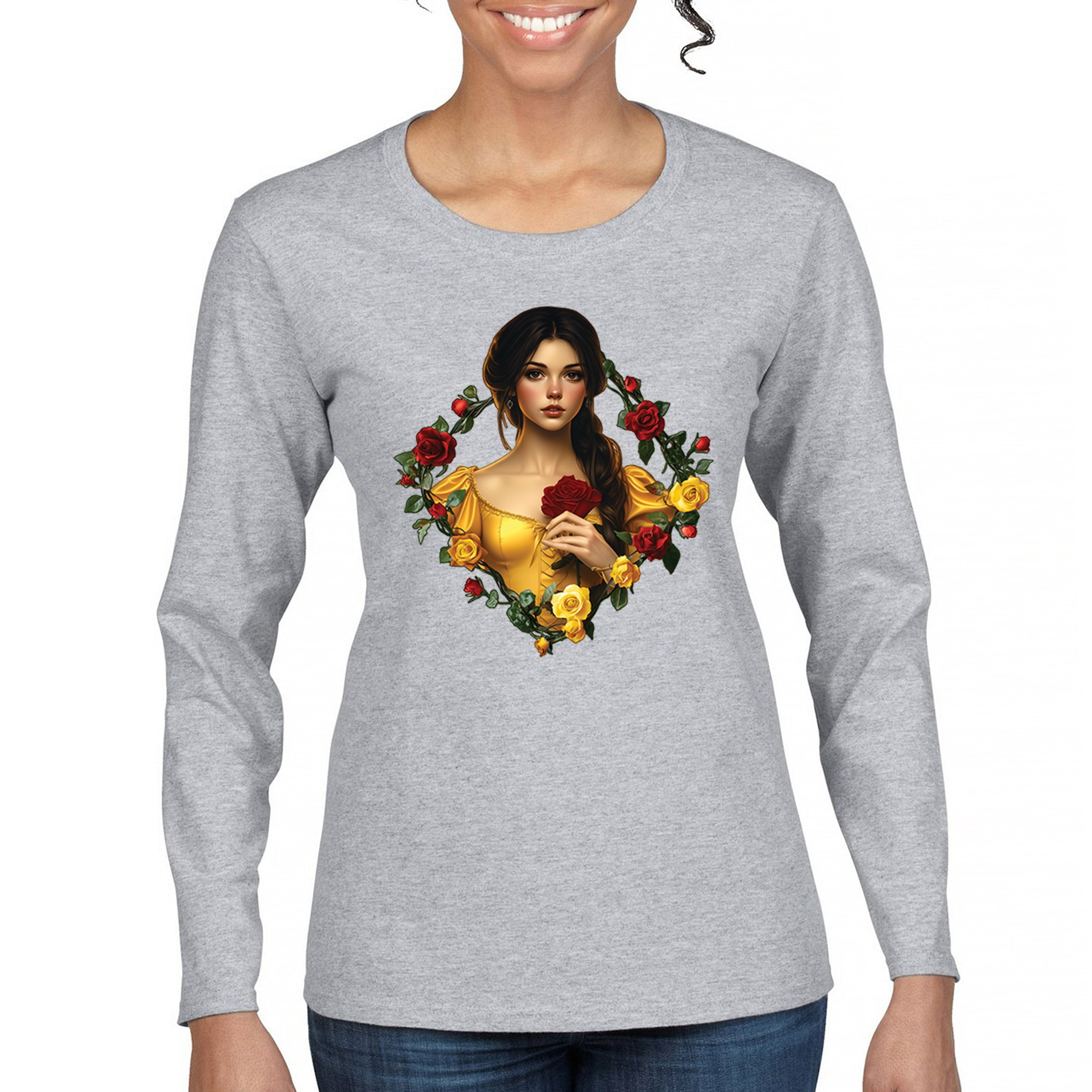 Storybook Beauty Rose Princess Women's Long Sleeve T-shirt Fairytale ...