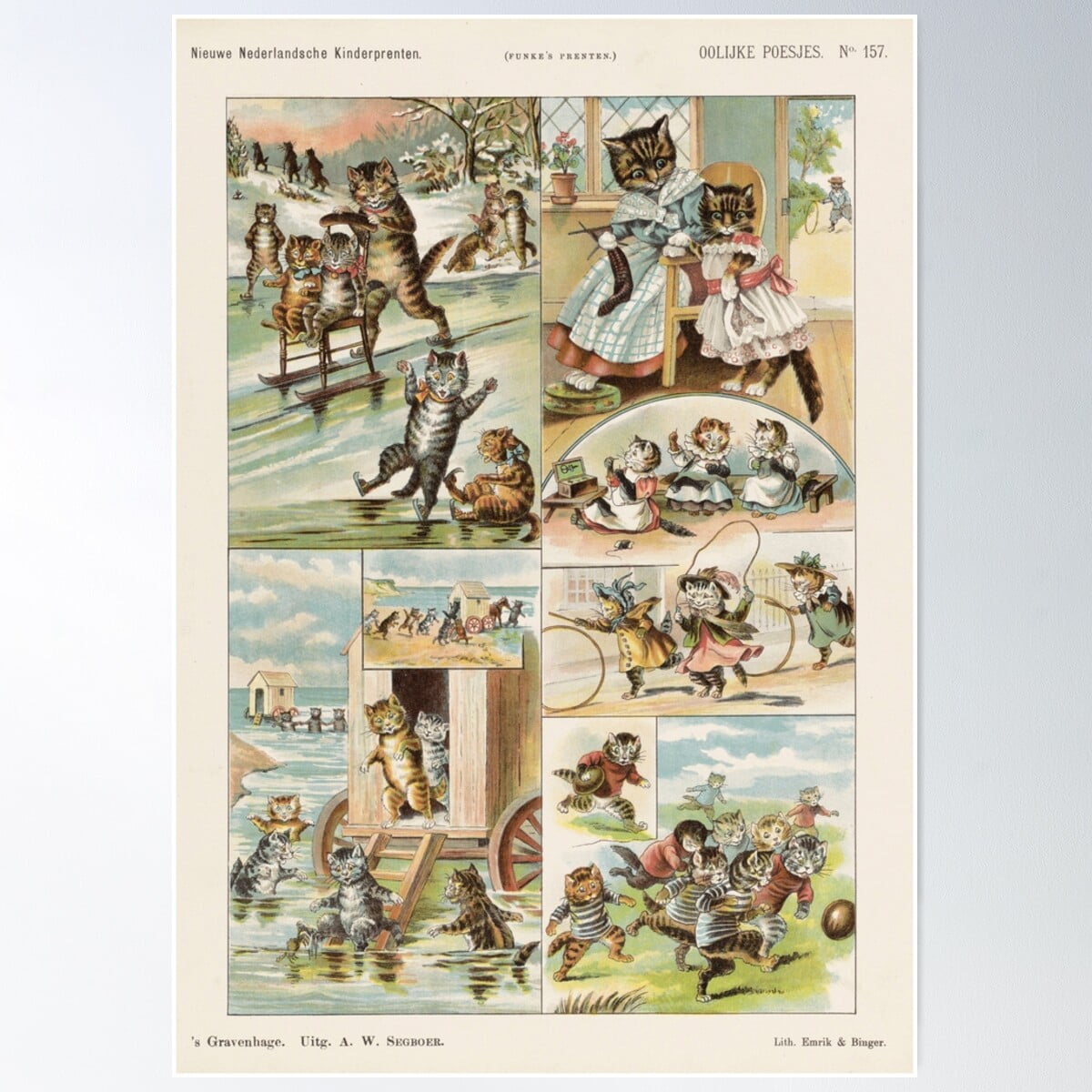 Storybook Cats, Arie Willem Segboer, 1903 - 1919 Poster Wall Art, Modern Wall Decor For Living ...