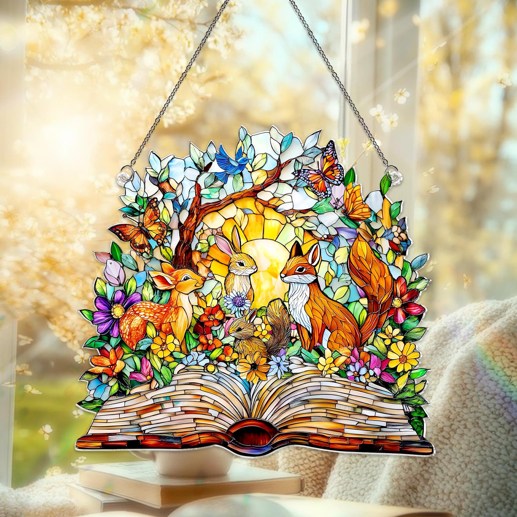 Storybook Forest Acrylic Suncatcher, Wildlife Animal Window Hanging ...