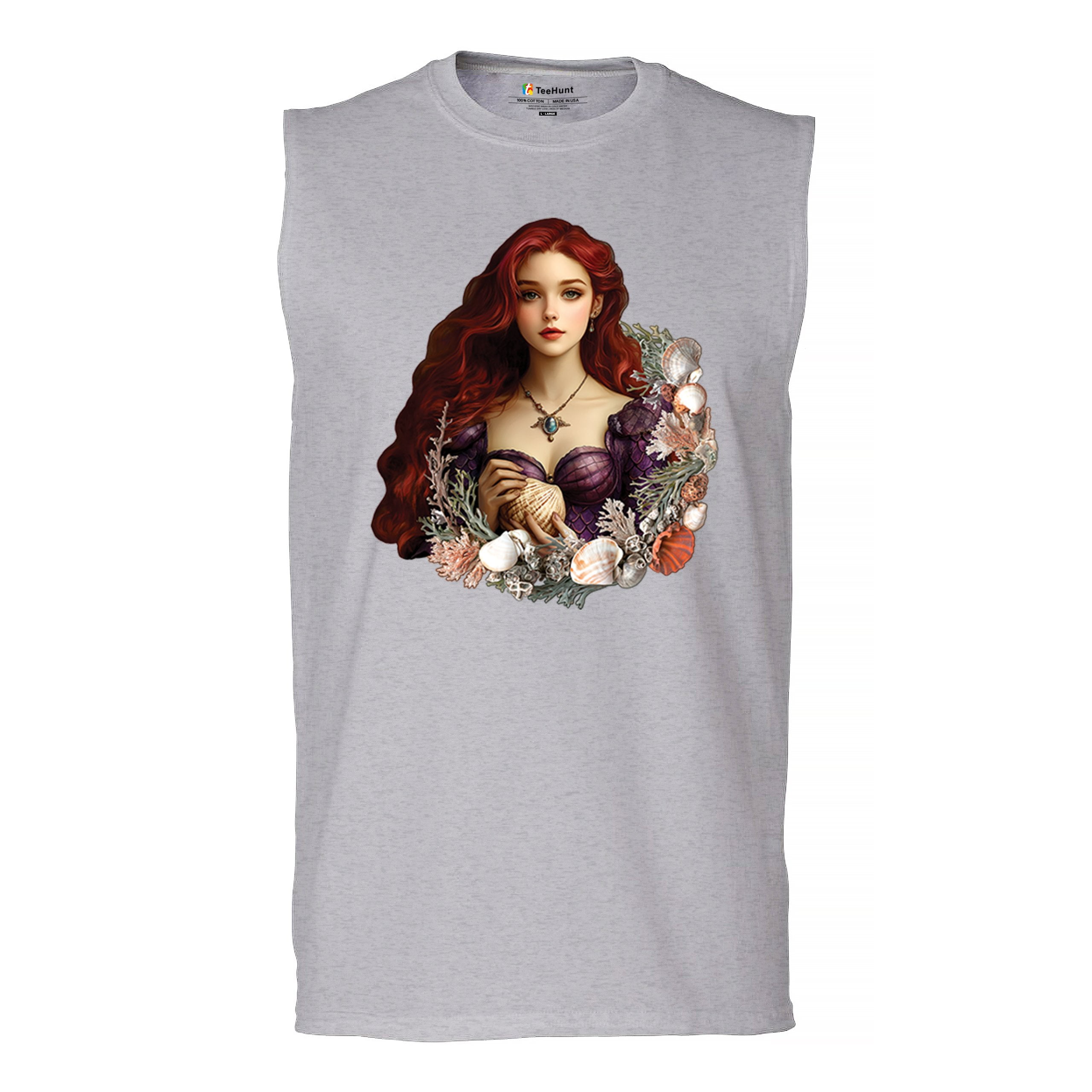 Storybook Mermaid Muscle Shirt Seashell Red-Haired Princess Fantasy ...