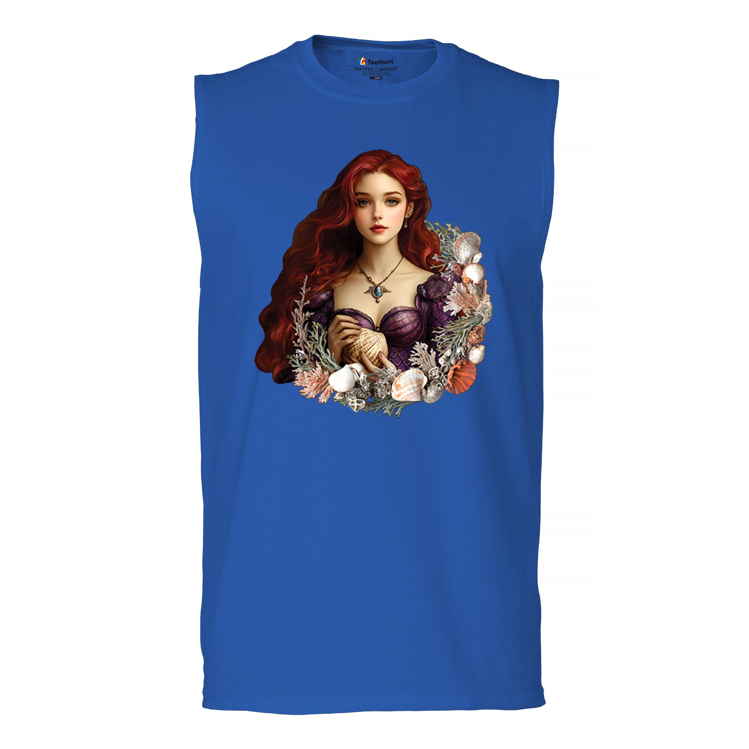 Storybook Mermaid Muscle Shirt Seashell Red-Haired Princess Fantasy ...