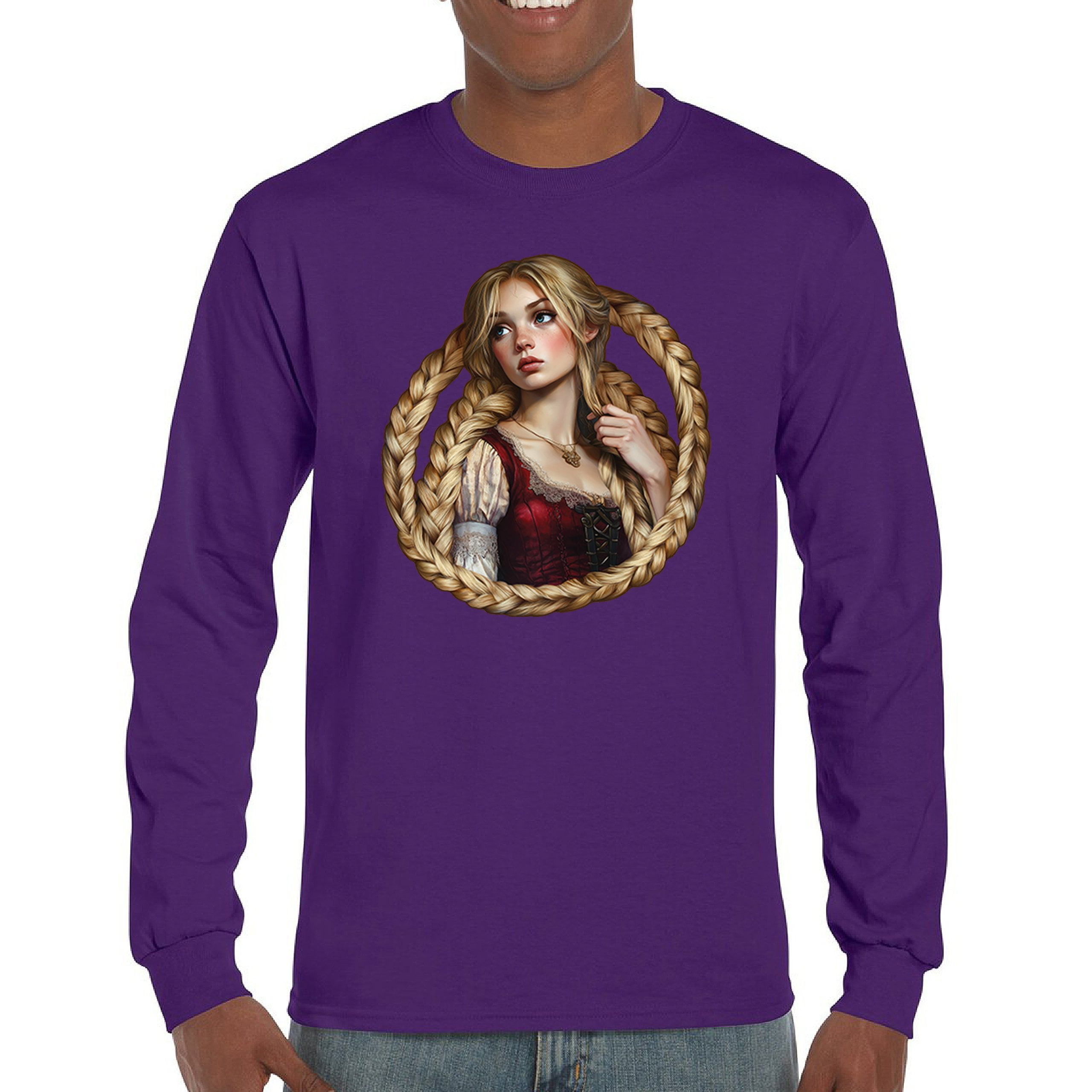Storybook Rapunzel Long Sleeve T-shirt Fairytale Braided Blonde Hair ...
