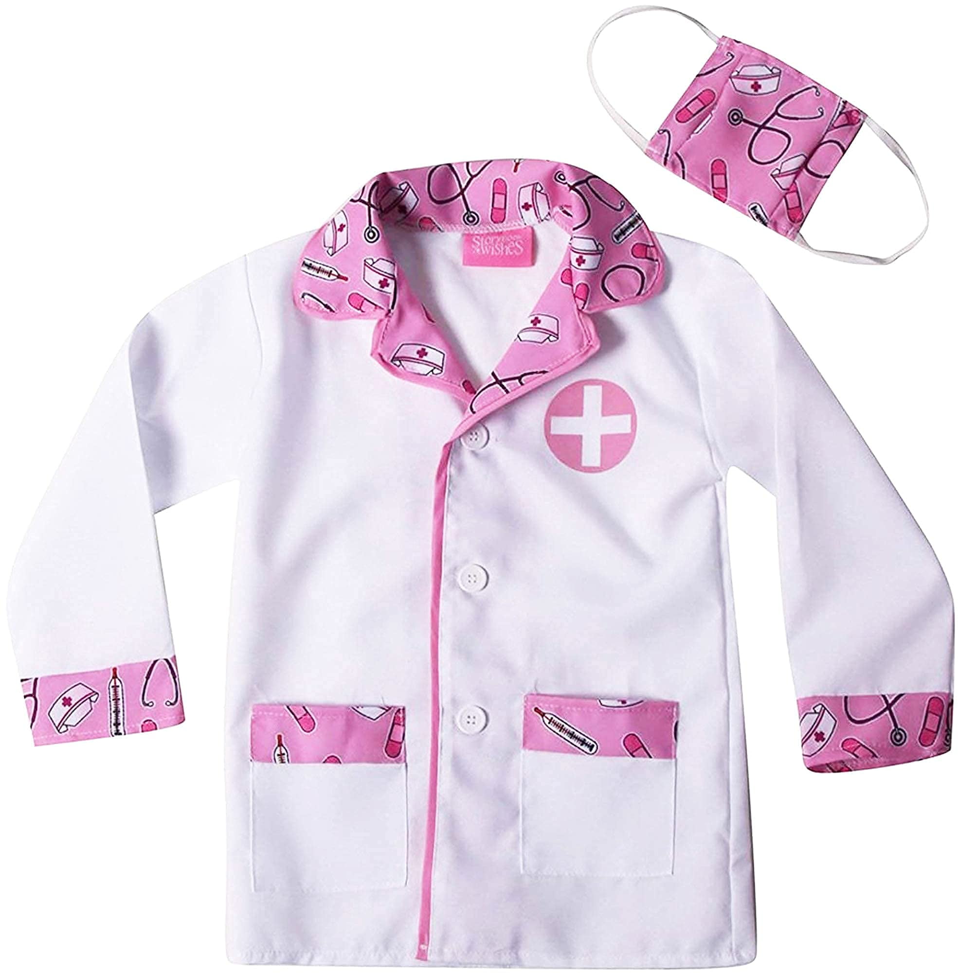 Storybook Wishes Kids Doctor Coat & Face Mask for Kids Doctor Costume ...