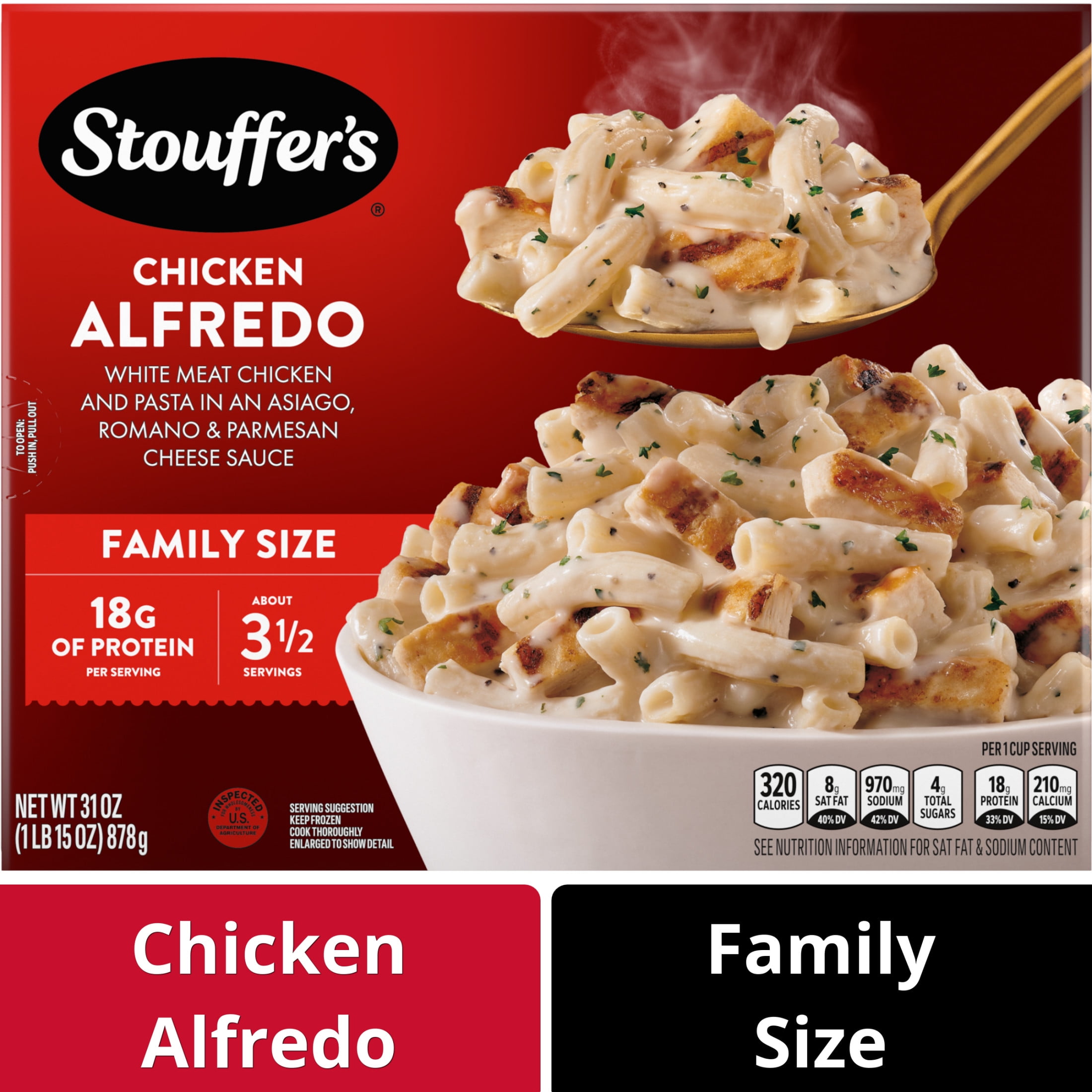 Stouffer's Chicken Alfredo Family Size Frozen Meal, 31 oz (Frozen ...