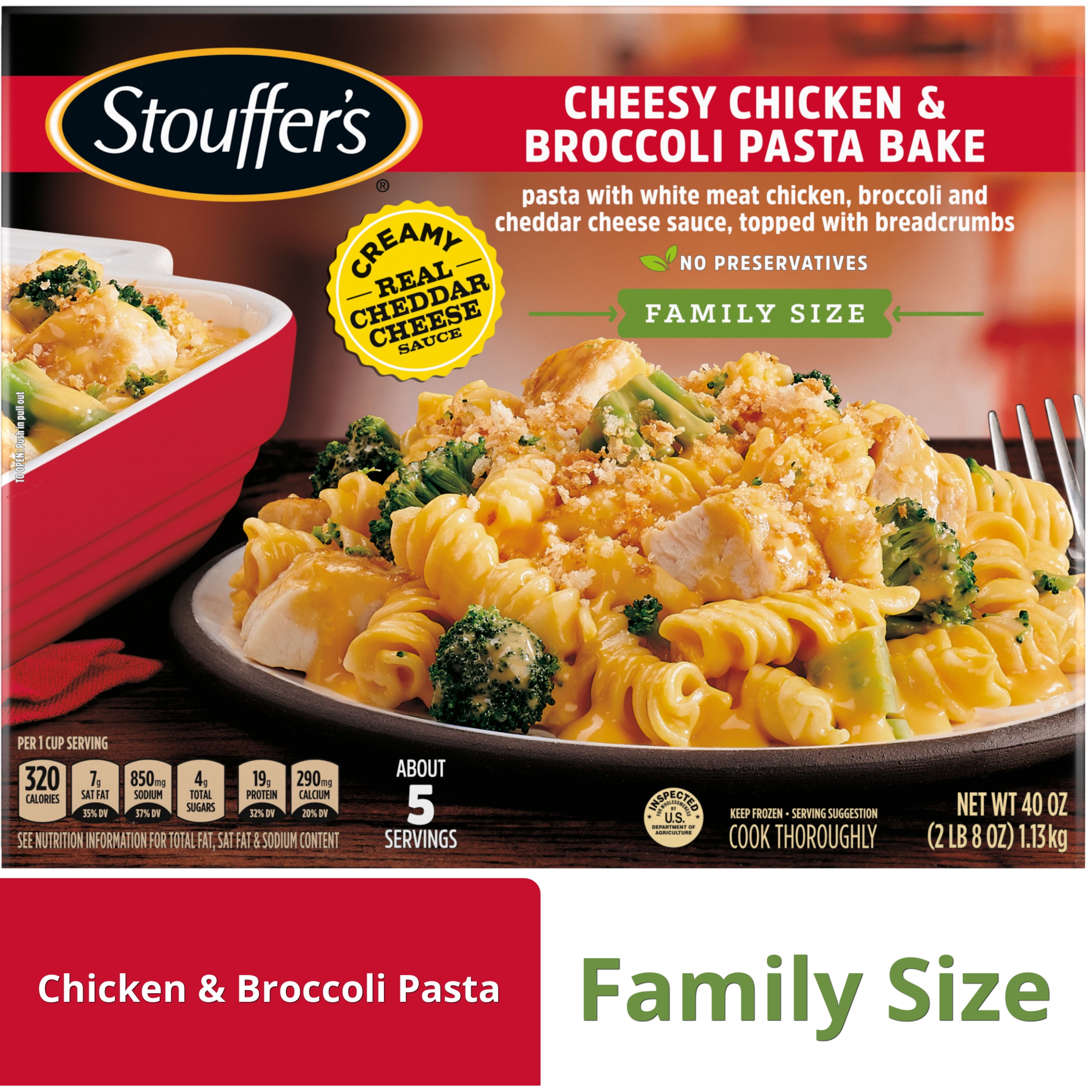 Stouffer's Chicken and Broccoli Pasta Bake Family Size Frozen Meal, 40 ...