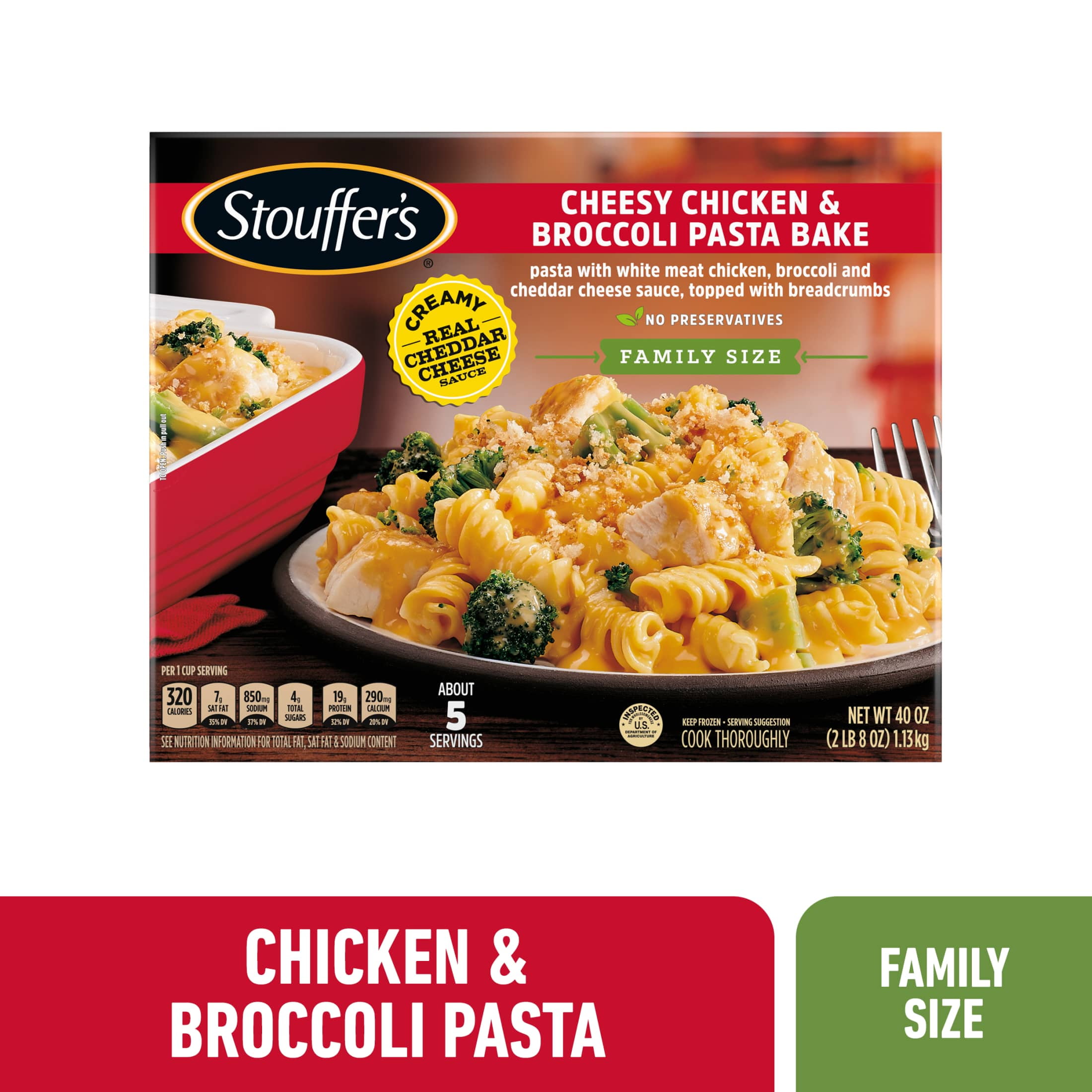 Stouffer's Chicken and Broccoli Pasta Bake Family Size Frozen Meal, 40 ...