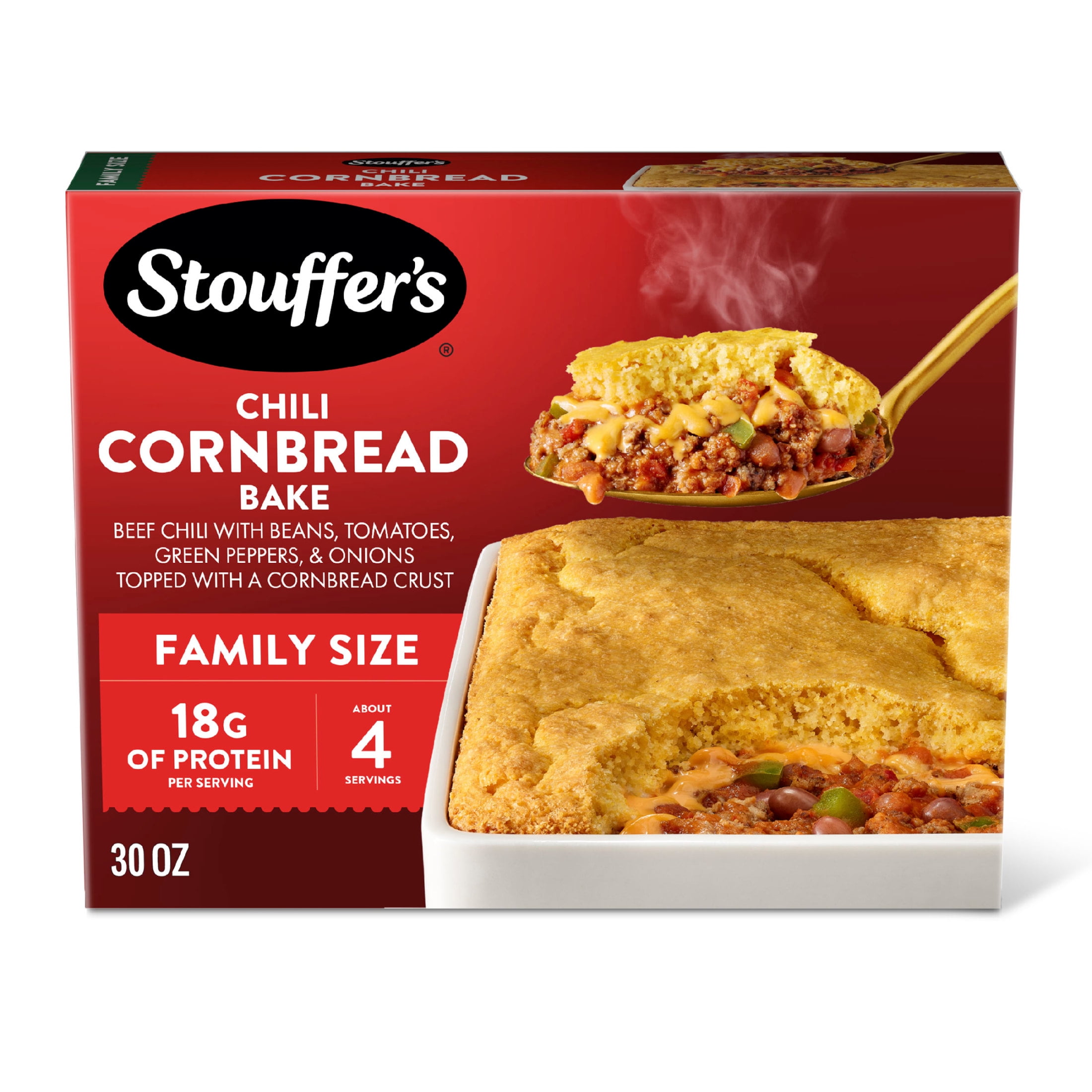 Stouffer’s Chili Cornbread Bake, Family Size, Frozen Entree, Easy ...