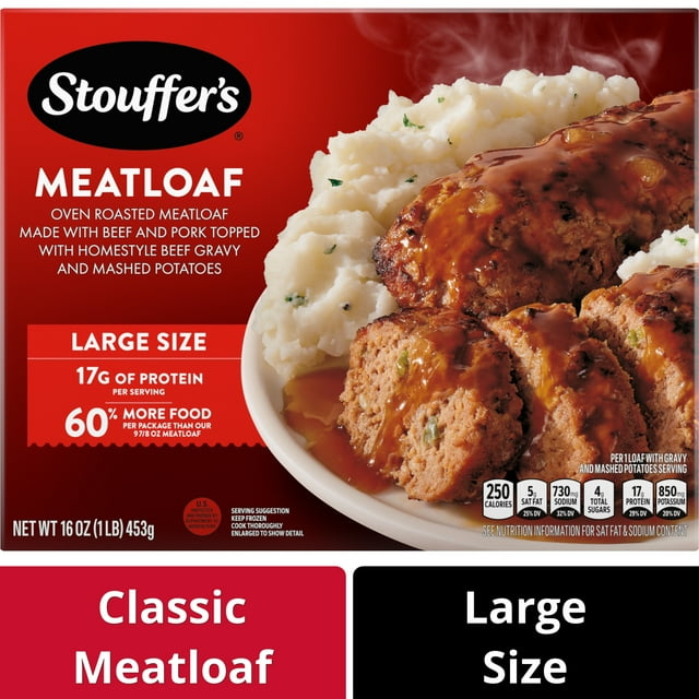 Stouffer’s Meatloaf, Large Size, Meatloaf Frozen Dinner, Easy Meals ...