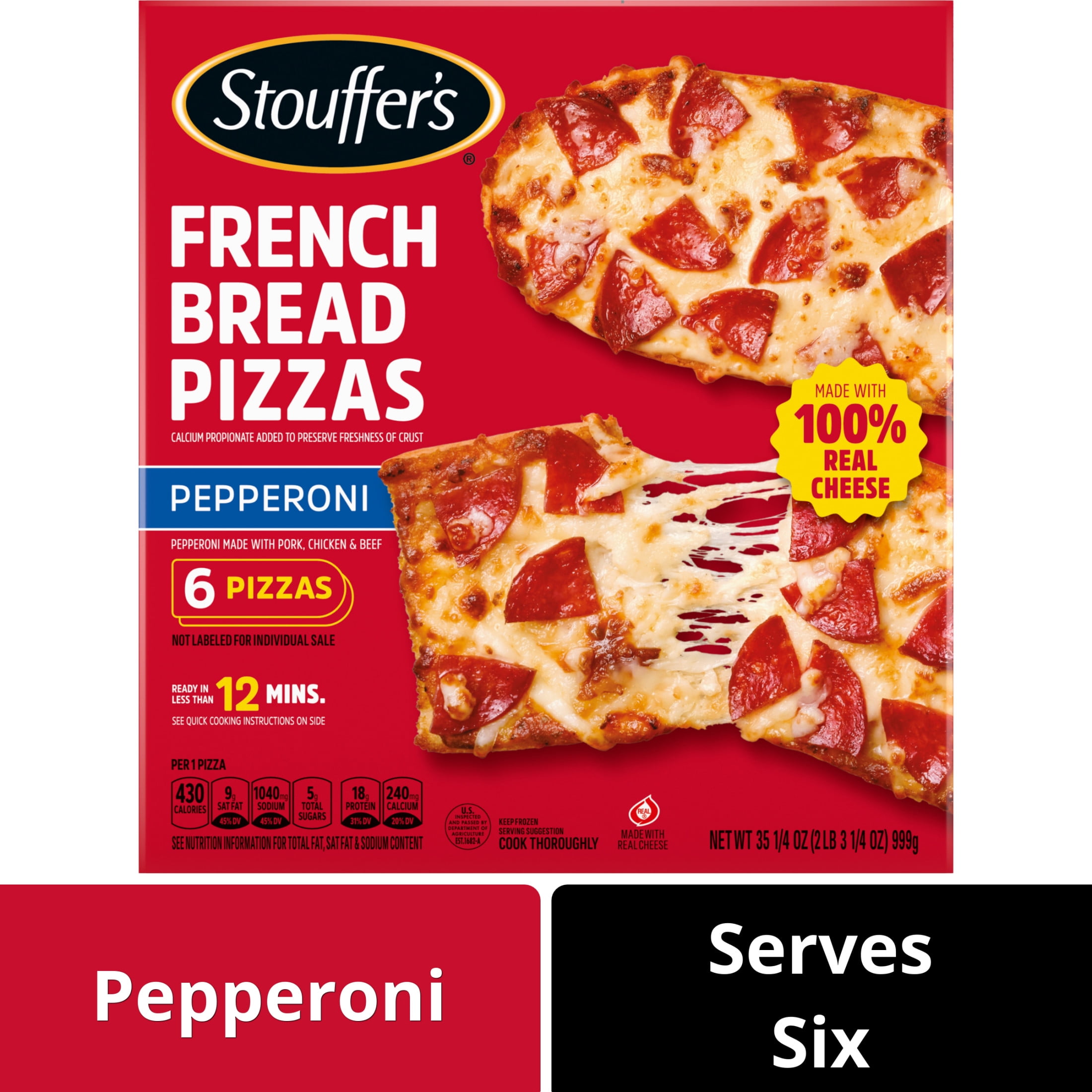 Stouffer's French Bread Pepperoni Frozen Pizza, 6 Count - Walmart.com