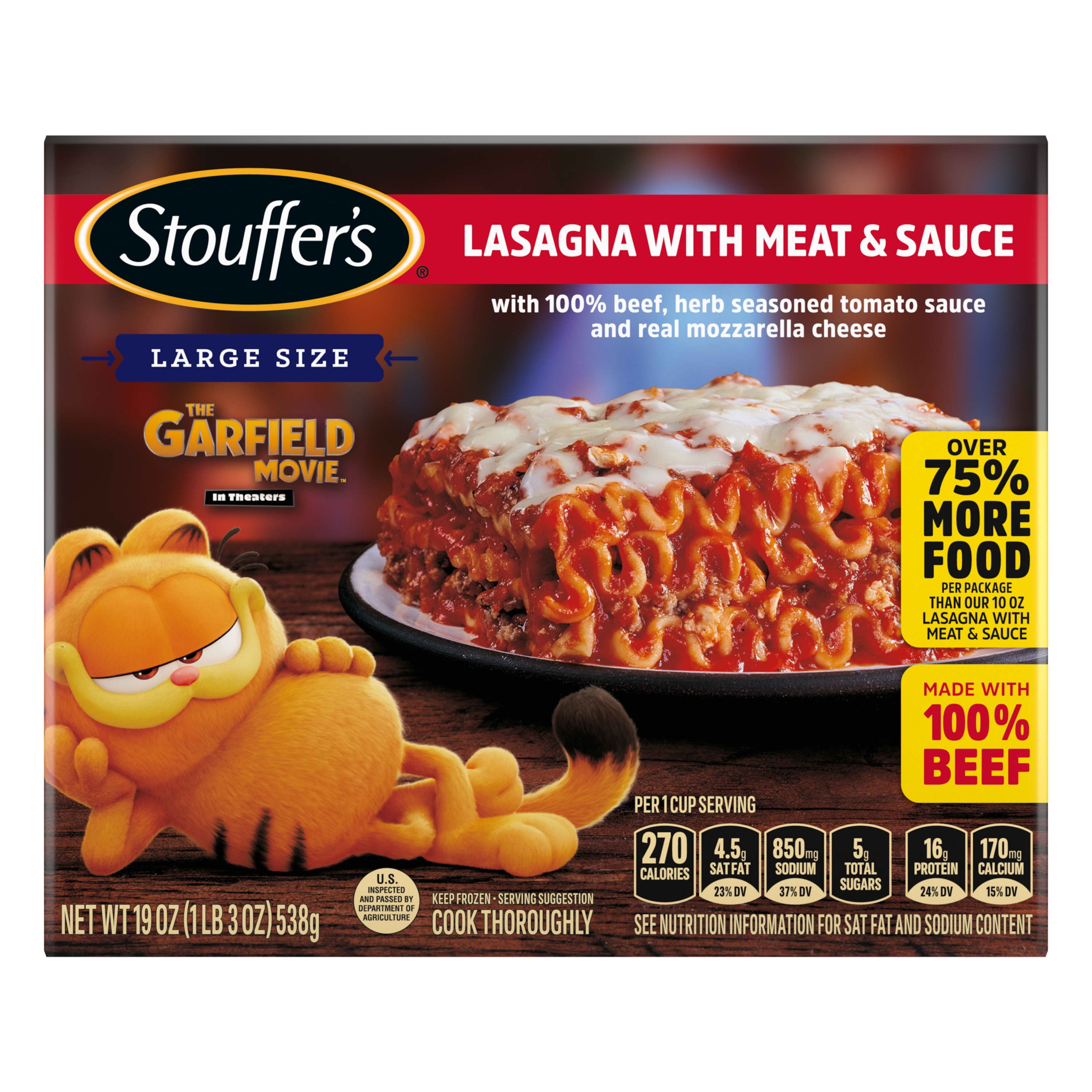 Stouffer's Lasagna with Meat and Sauce Frozen Meal, 19 oz (Frozen ...