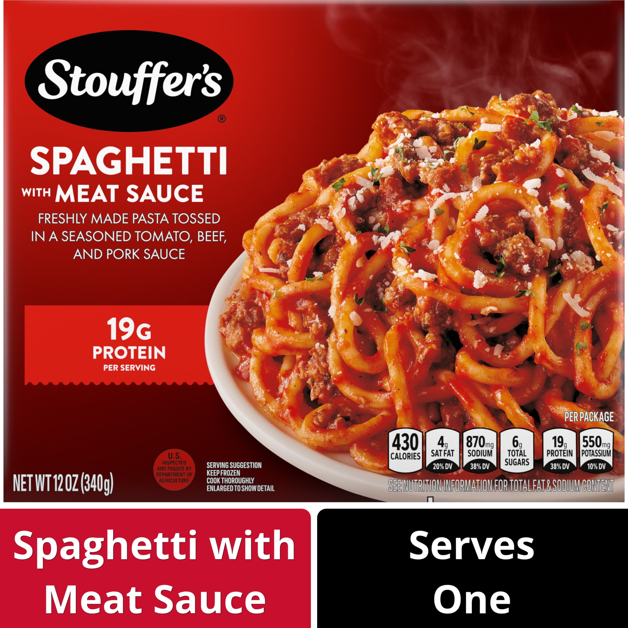 Stouffer's Meat Sauce Spaghetti Frozen Meal, 12 oz (Frozen) - Walmart.com