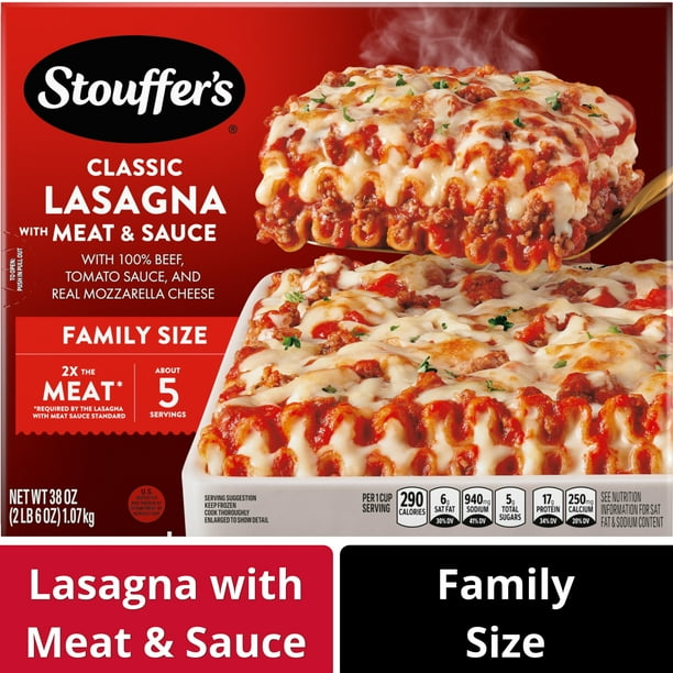Stouffer's Meat and Sauce Lasagna Family Size Ready Dinner Boxed Food ...