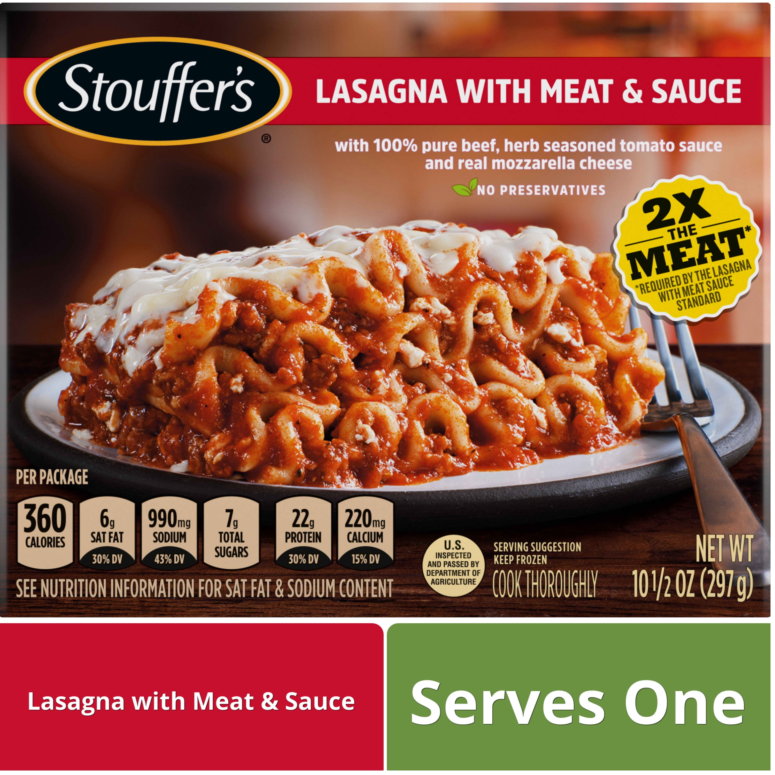 Stouffer's Meat and Sauce Lasagna Frozen Meal, 10.5 oz (Frozen ...