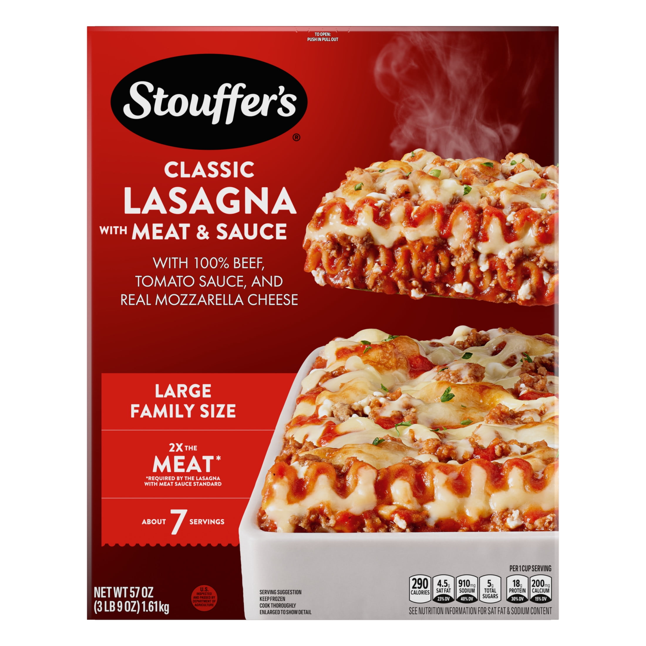 Stouffer's Meat andSauce Lasagna Large Family Size Frozen Meal, 57 oz ...